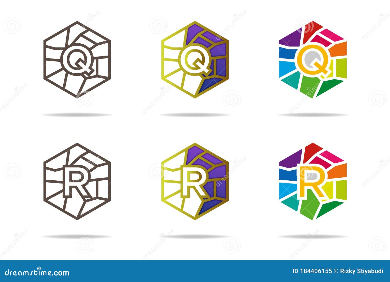 Creative Design of Letter Q and Letter R Combined with Polygonal Style ...