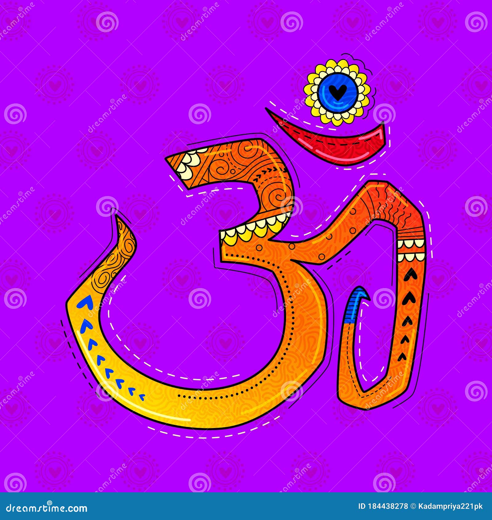 Illustration of Desi Indian Art Style Om/Ohm/Aum Hindu Spiritual Symbol ...