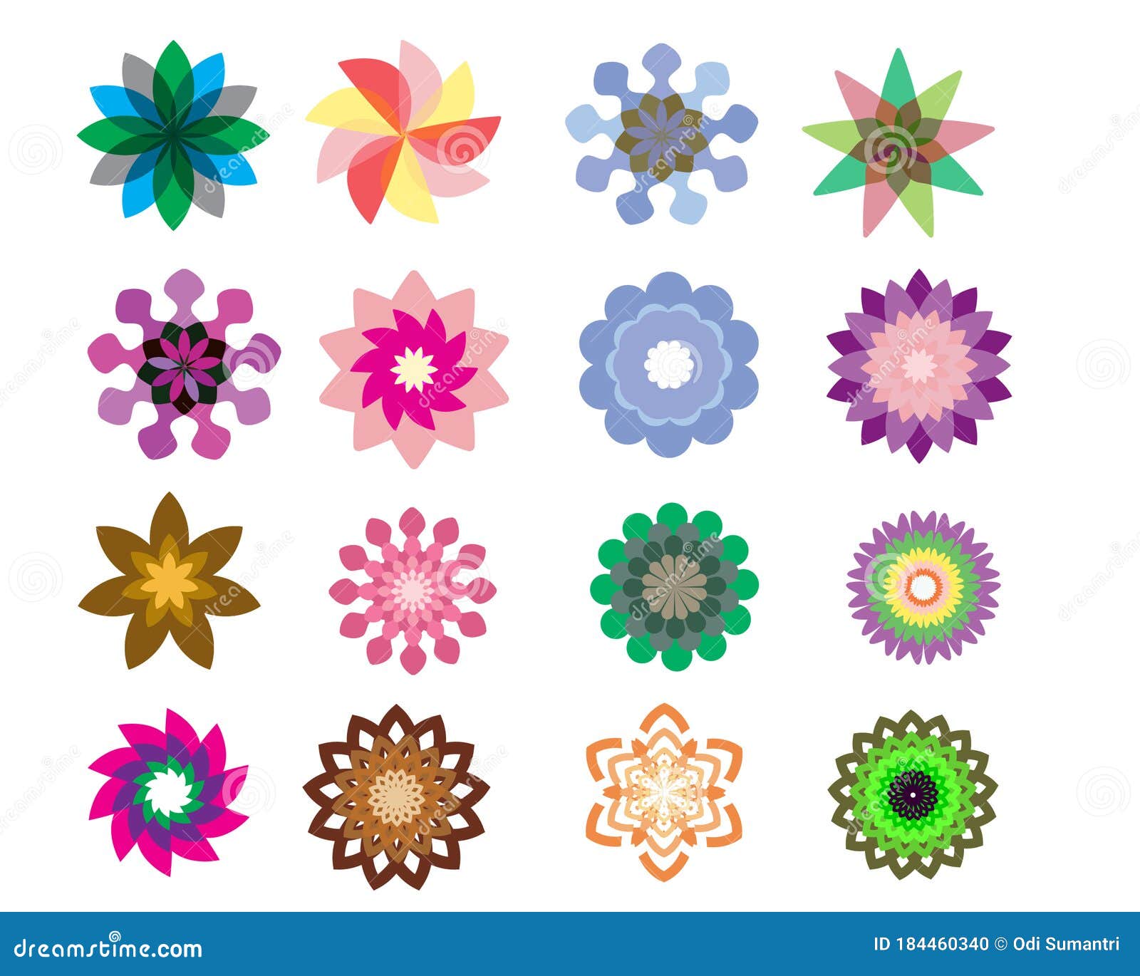 Set of Floral Colorful Abstract Stock Vector - Illustration of print ...