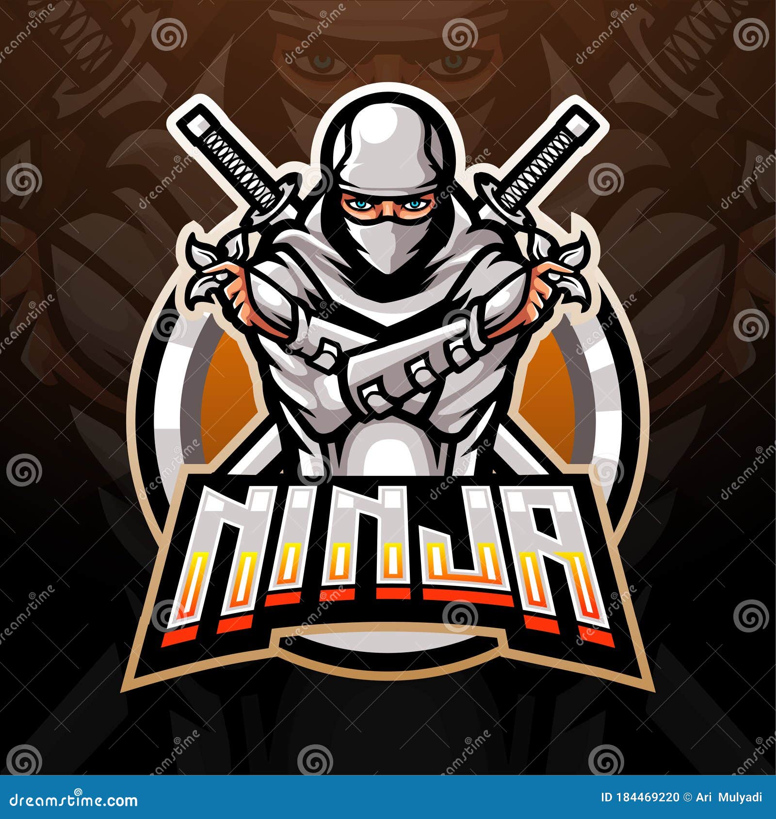 White Ninja Esport Logo Mascot Design Stock Vector - Illustration of ...
