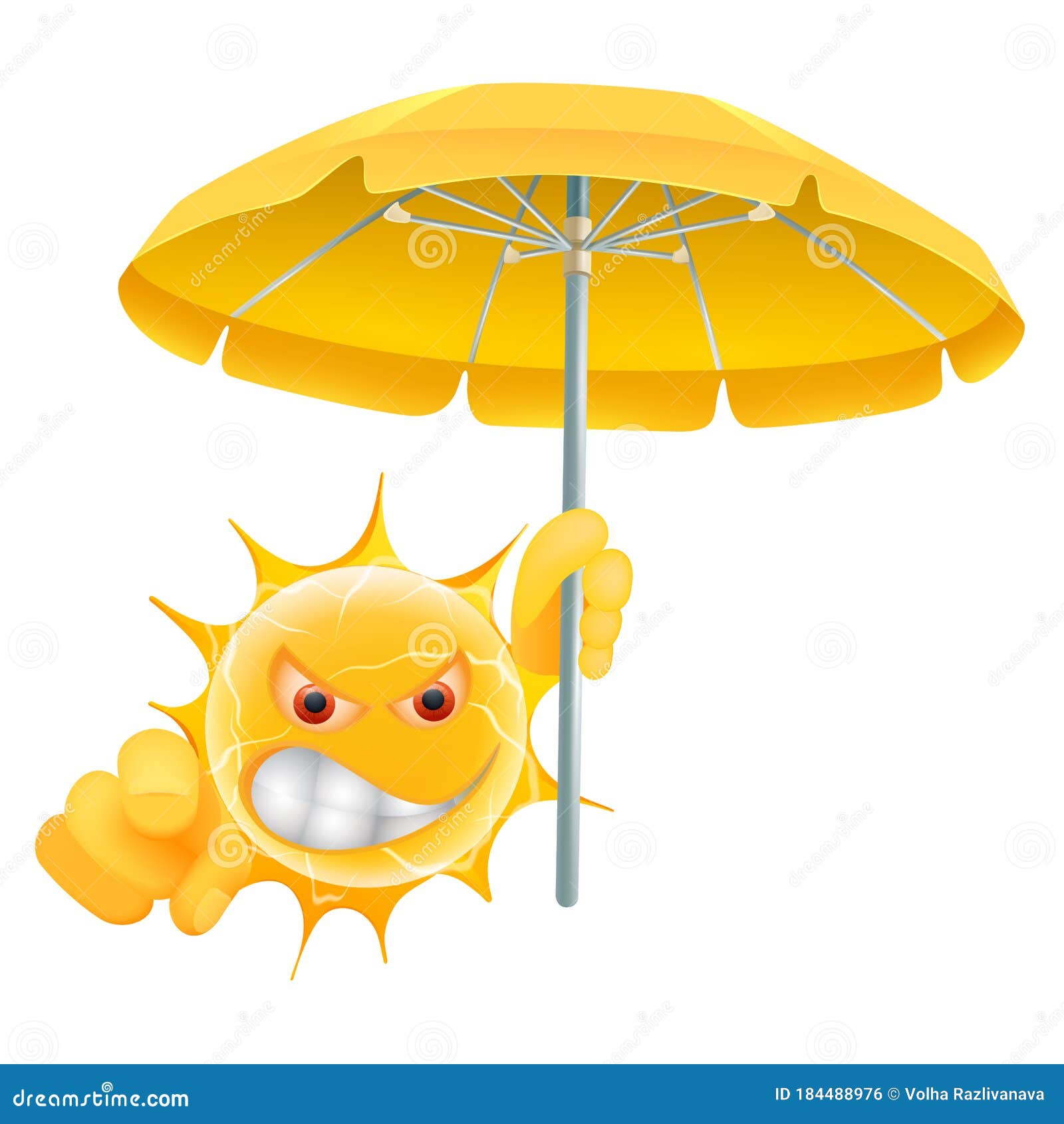 Evil Summer Sun Emoticon. Angry Sun Emoji Is Pointing At You. Royalty ...