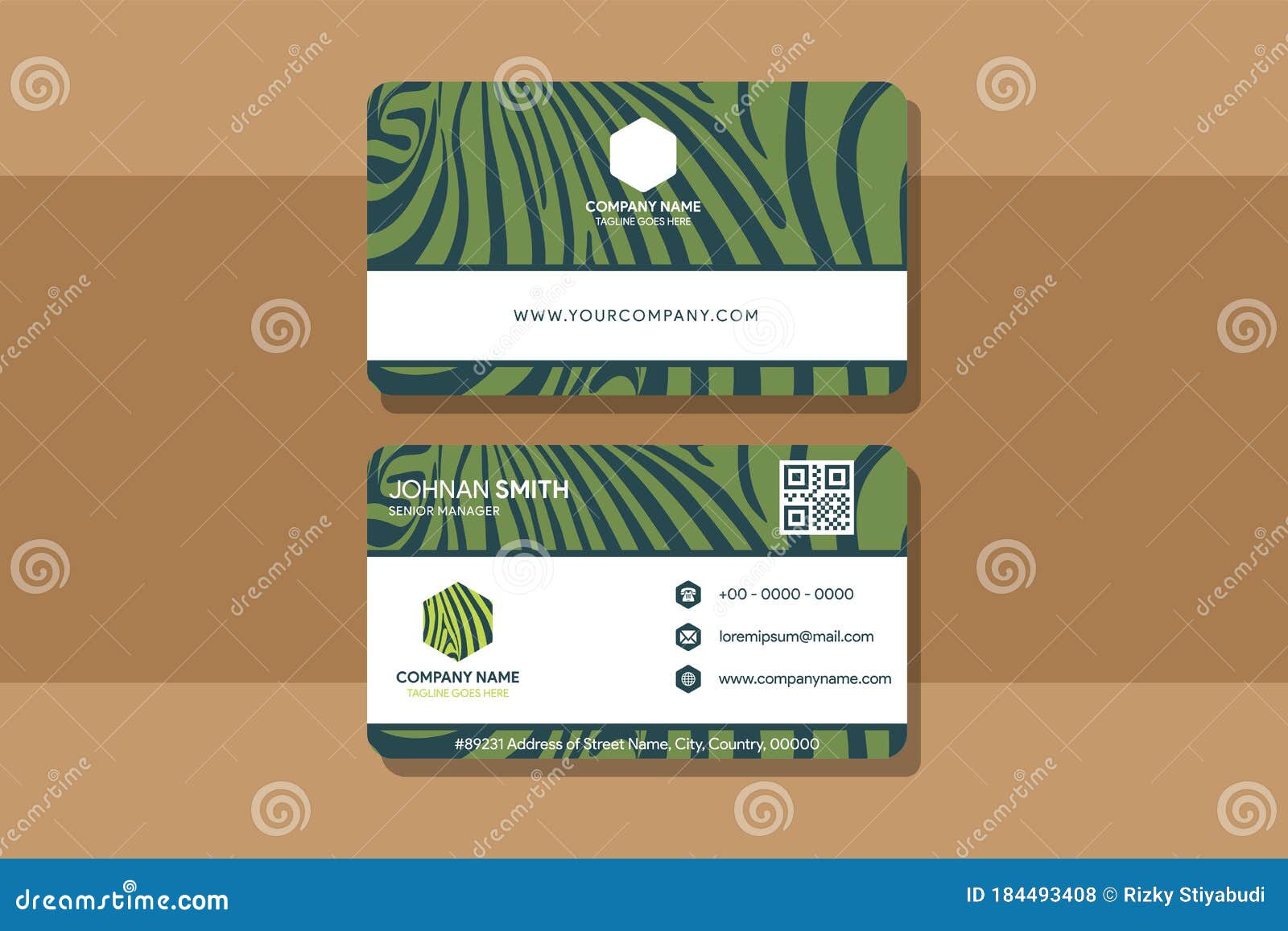 Business Card Template, Zebra Pattern Vector Design Stock Vector ...