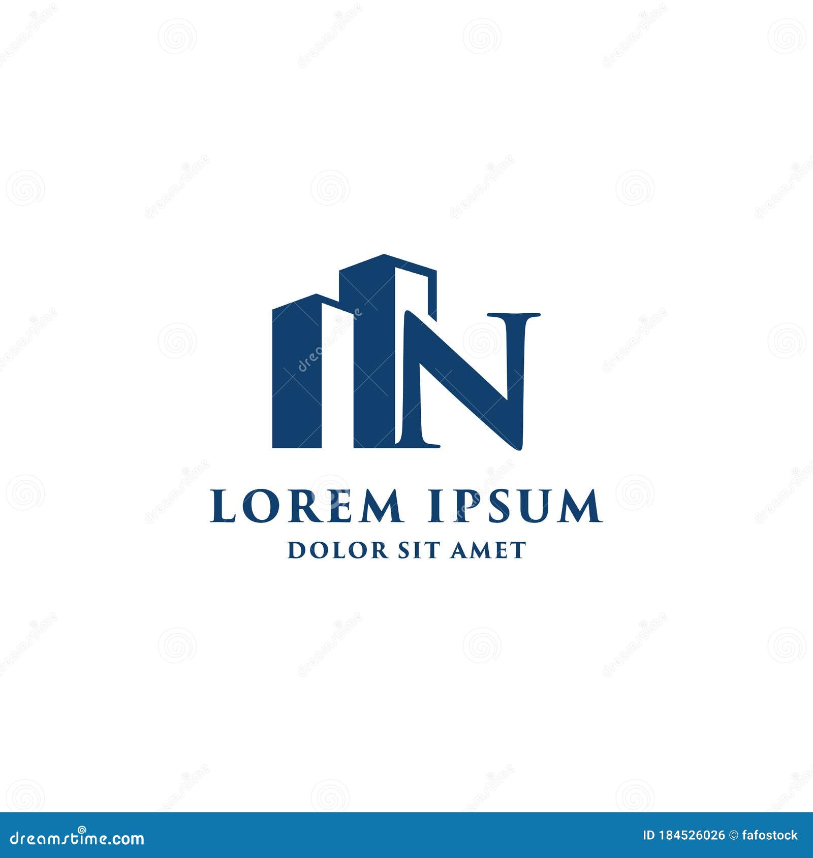 Letter N Building Logo Design Template. Stock Vector - Illustration of ...