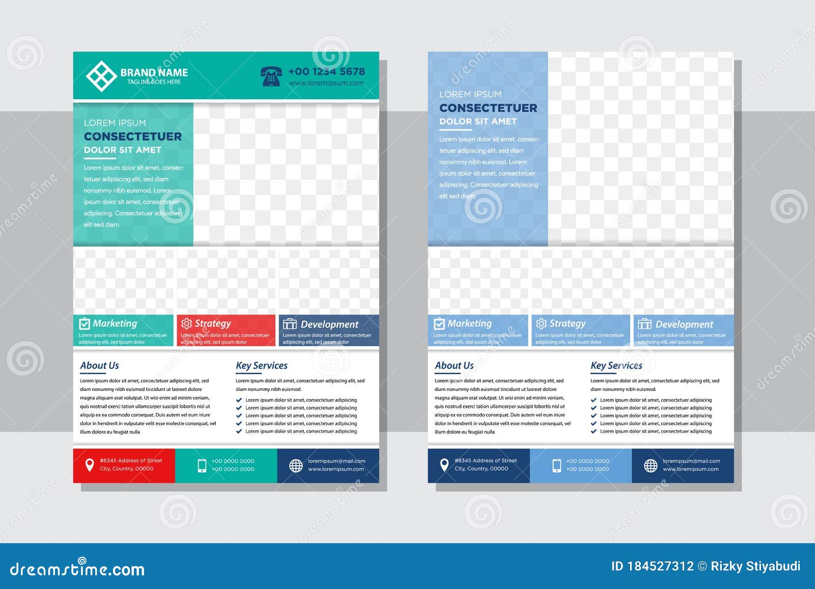 Vertical Layout of Flyer Design Template with Rectangle Shape for Photo ...