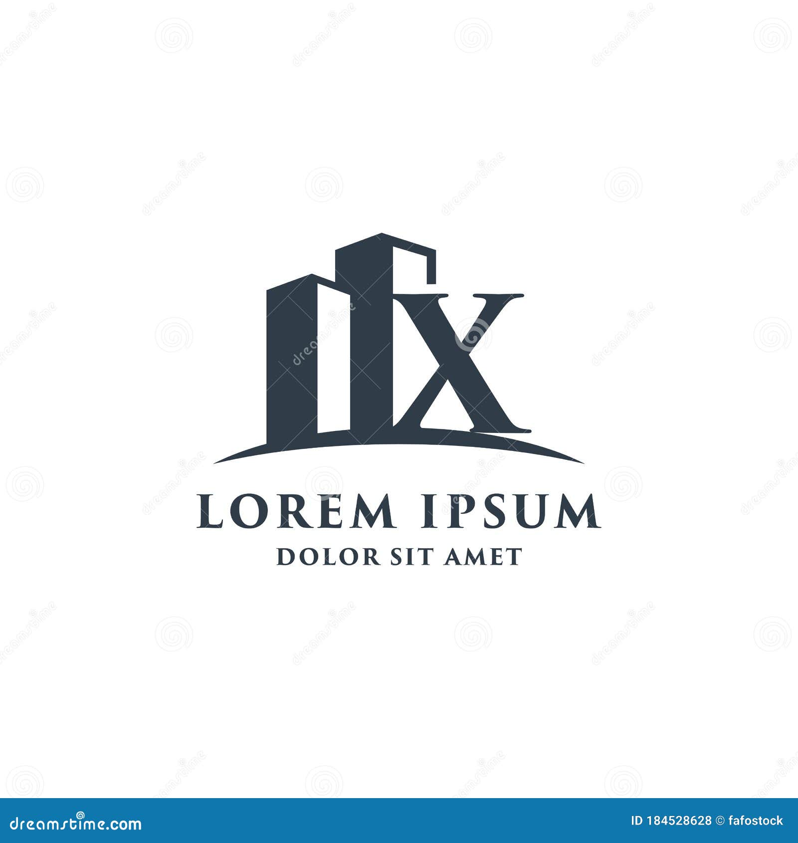 Letter X Building with Swoosh Logo Design Template. Stock Vector ...