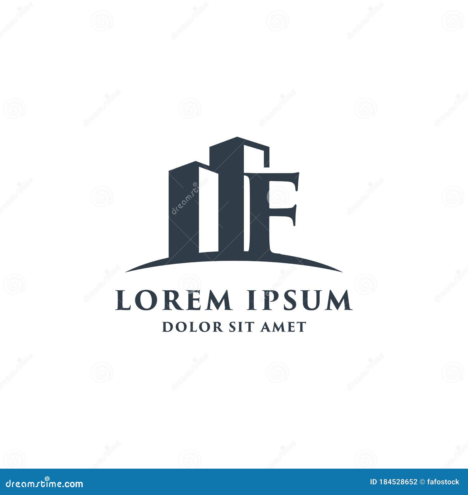 Letter F Building with Swoosh Logo Design Template. Stock Vector ...