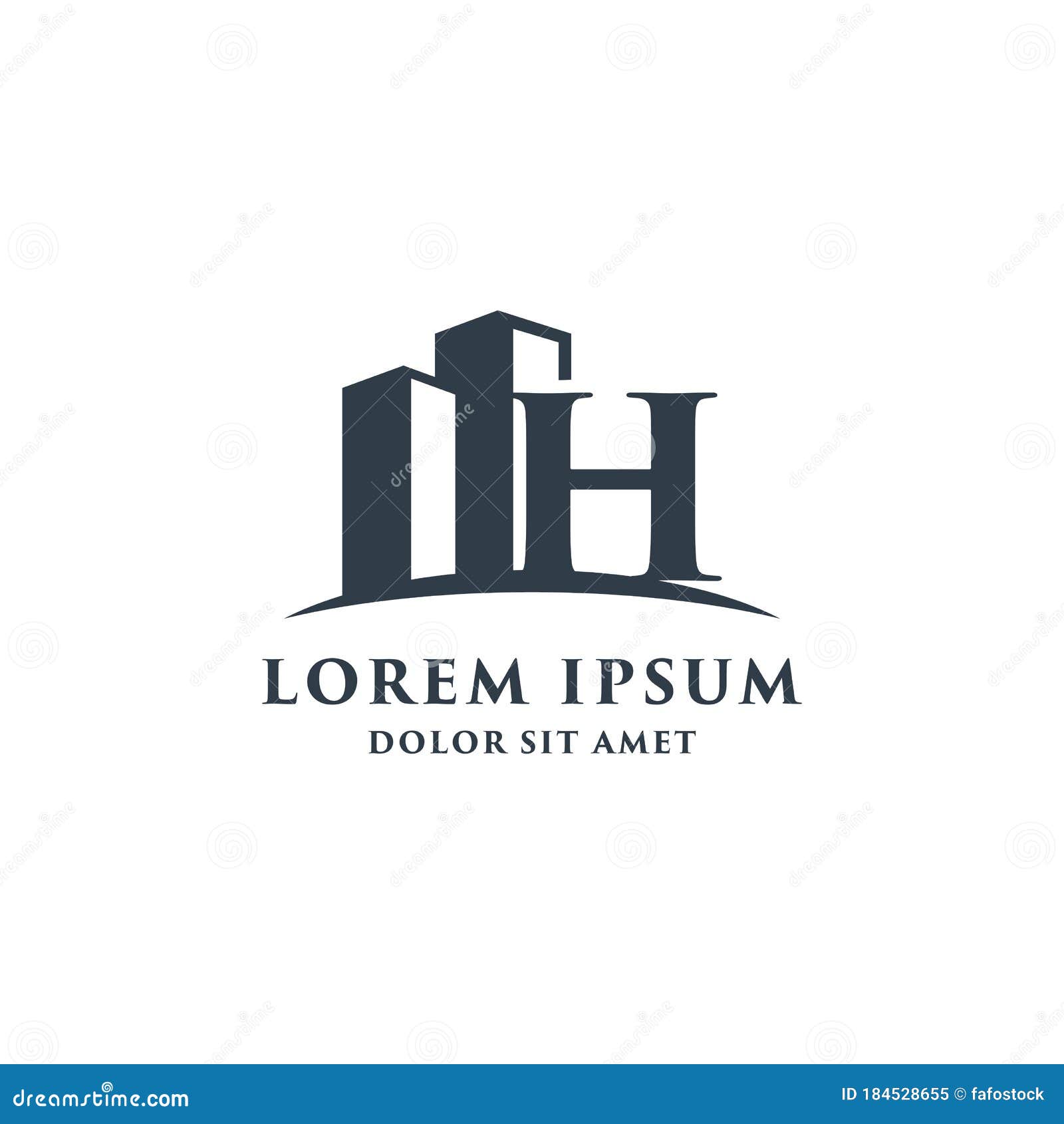 Letter H Building with Swoosh Logo Design Template. Stock Vector ...