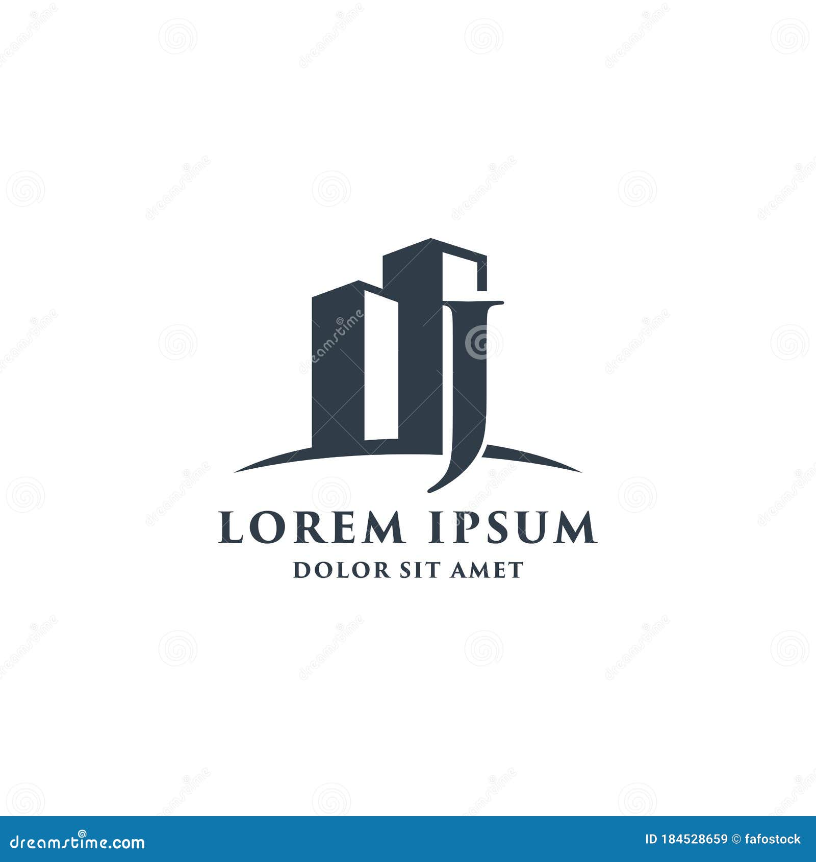 Letter J Building with Swoosh Logo Design Template. Stock Vector ...