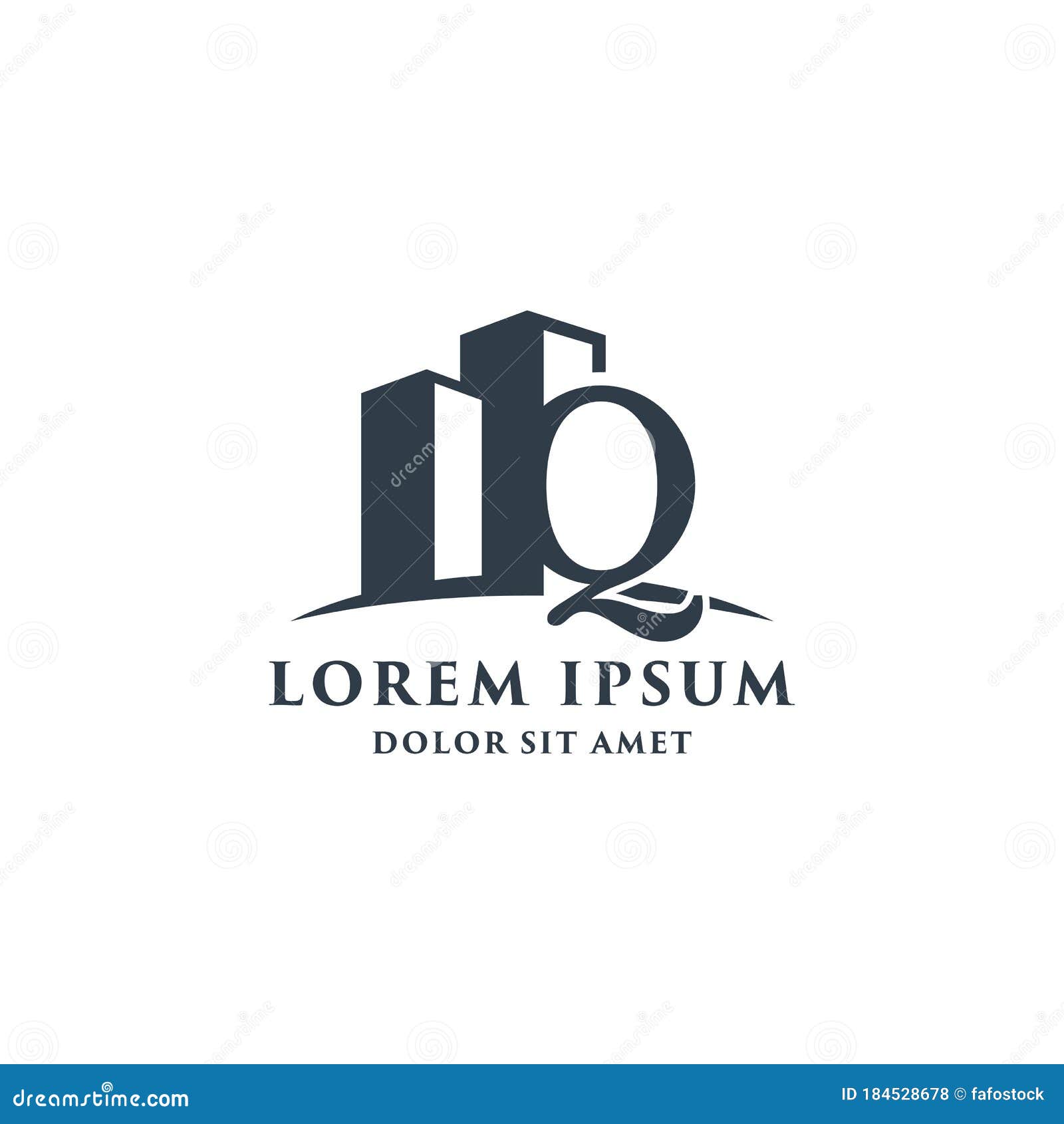 Letter Q Building with Swoosh Logo Design Template. Stock Vector ...