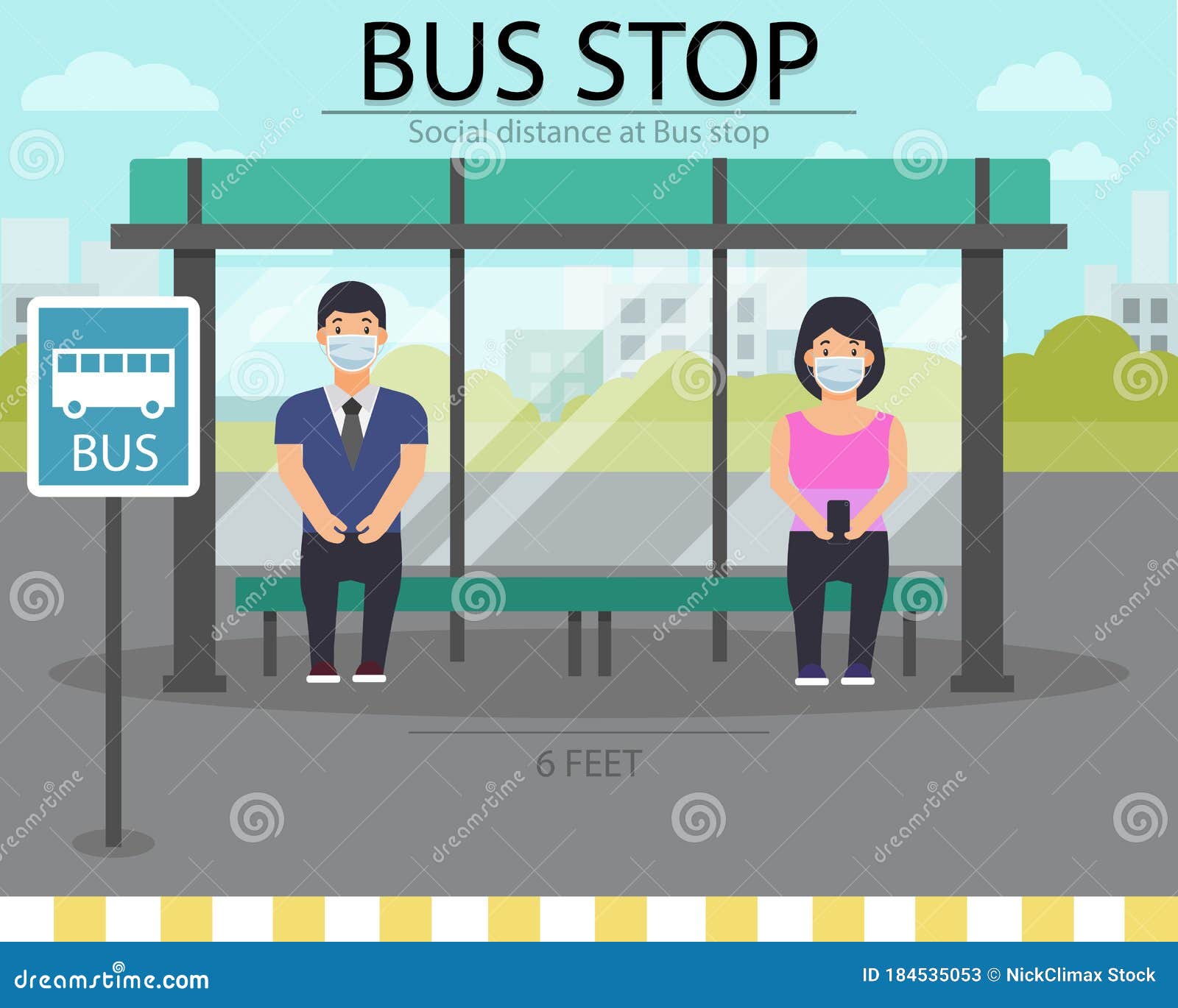 Social Distance in New Normal Concept,People Men and Women Wearing ...