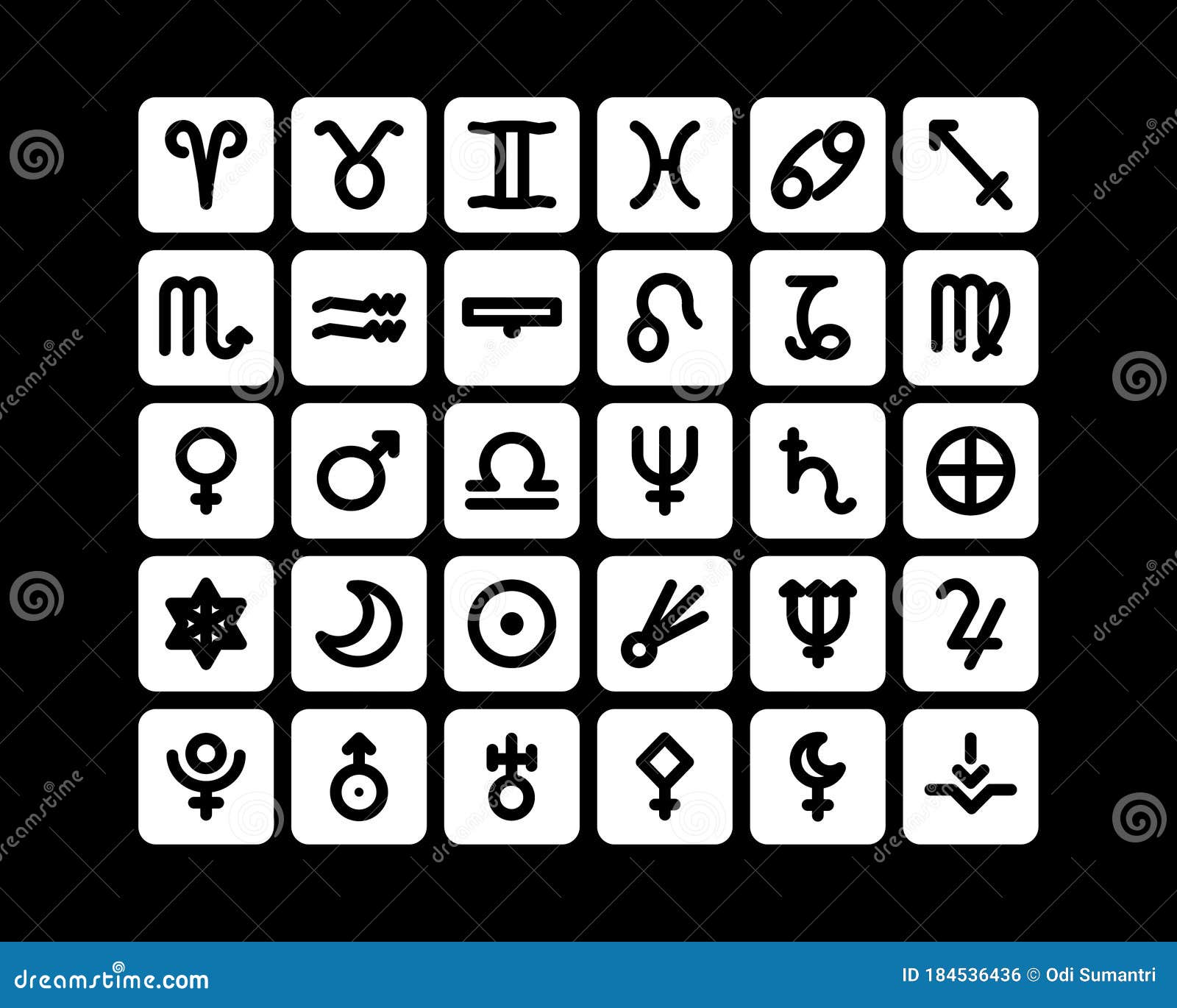 White Zodiac Signs Horoscope Symbols Astrology Icons Zodiacal ...