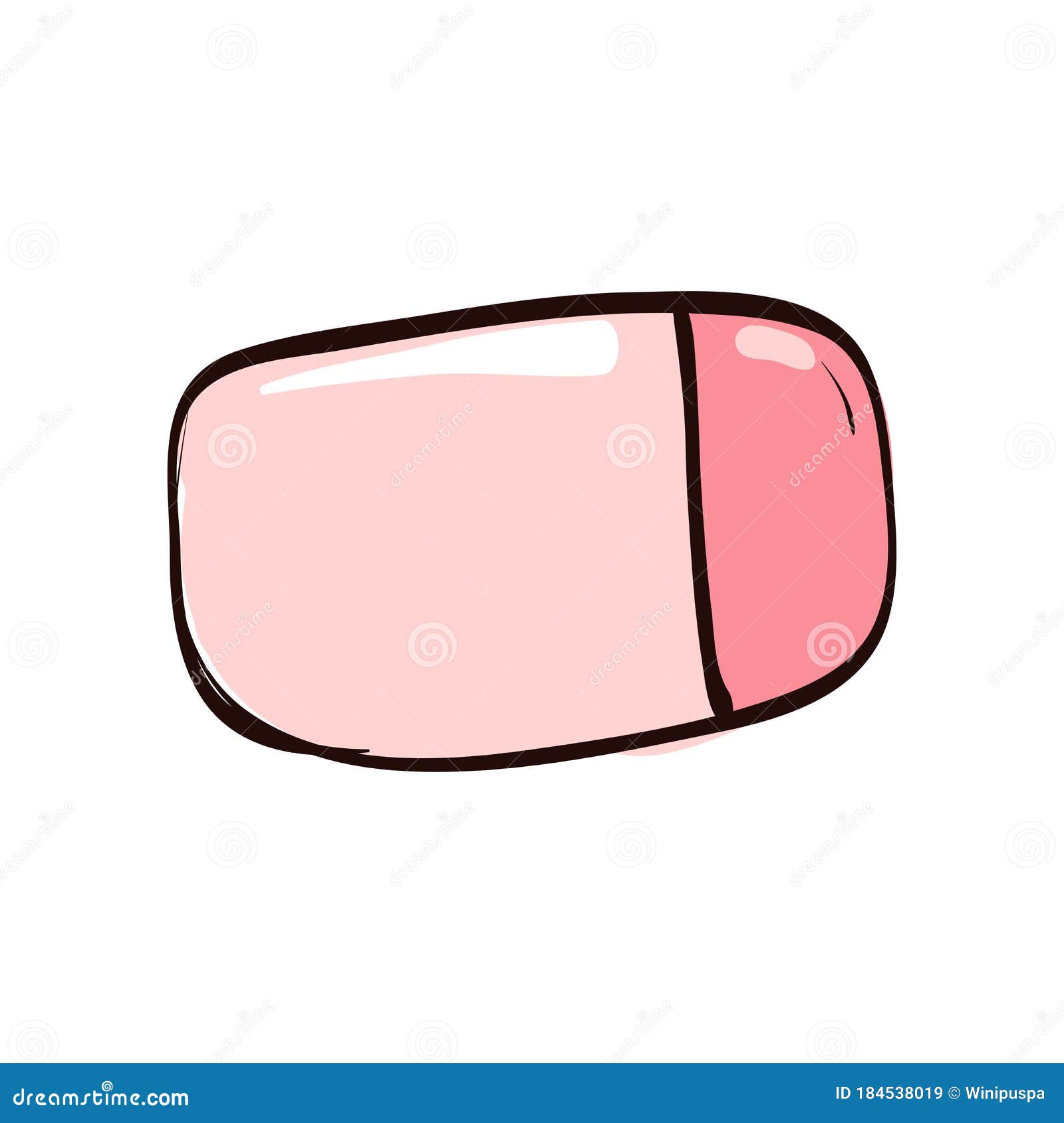 Hand Drawn Cute Pink Eraser. Stock Illustration - Illustration of ...
