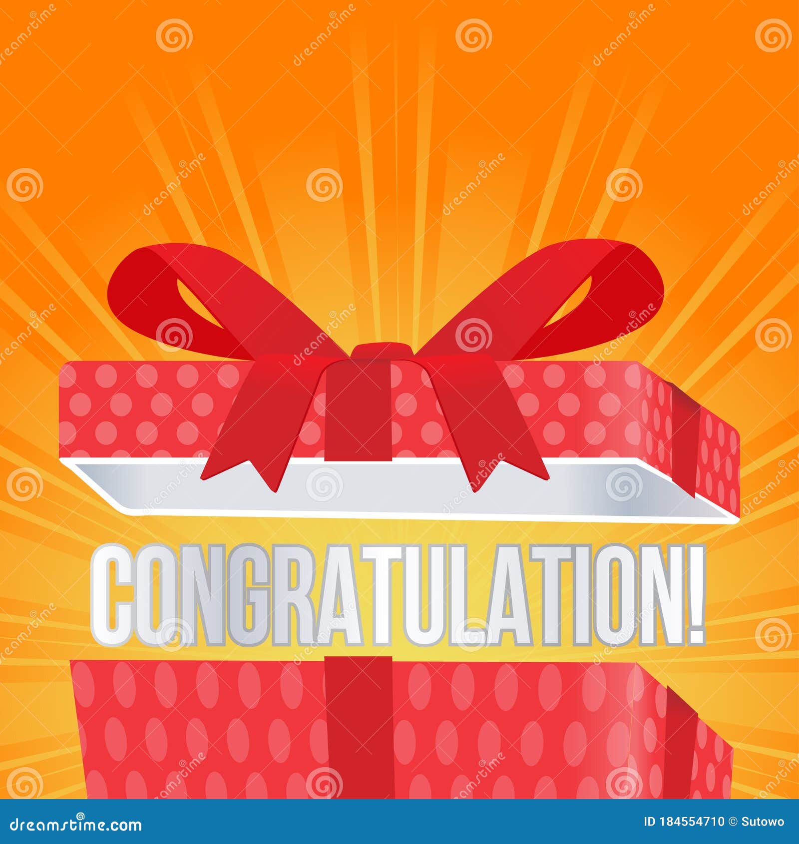 Opened Gift Box with Congratulation Text Vector Illustration Stock ...