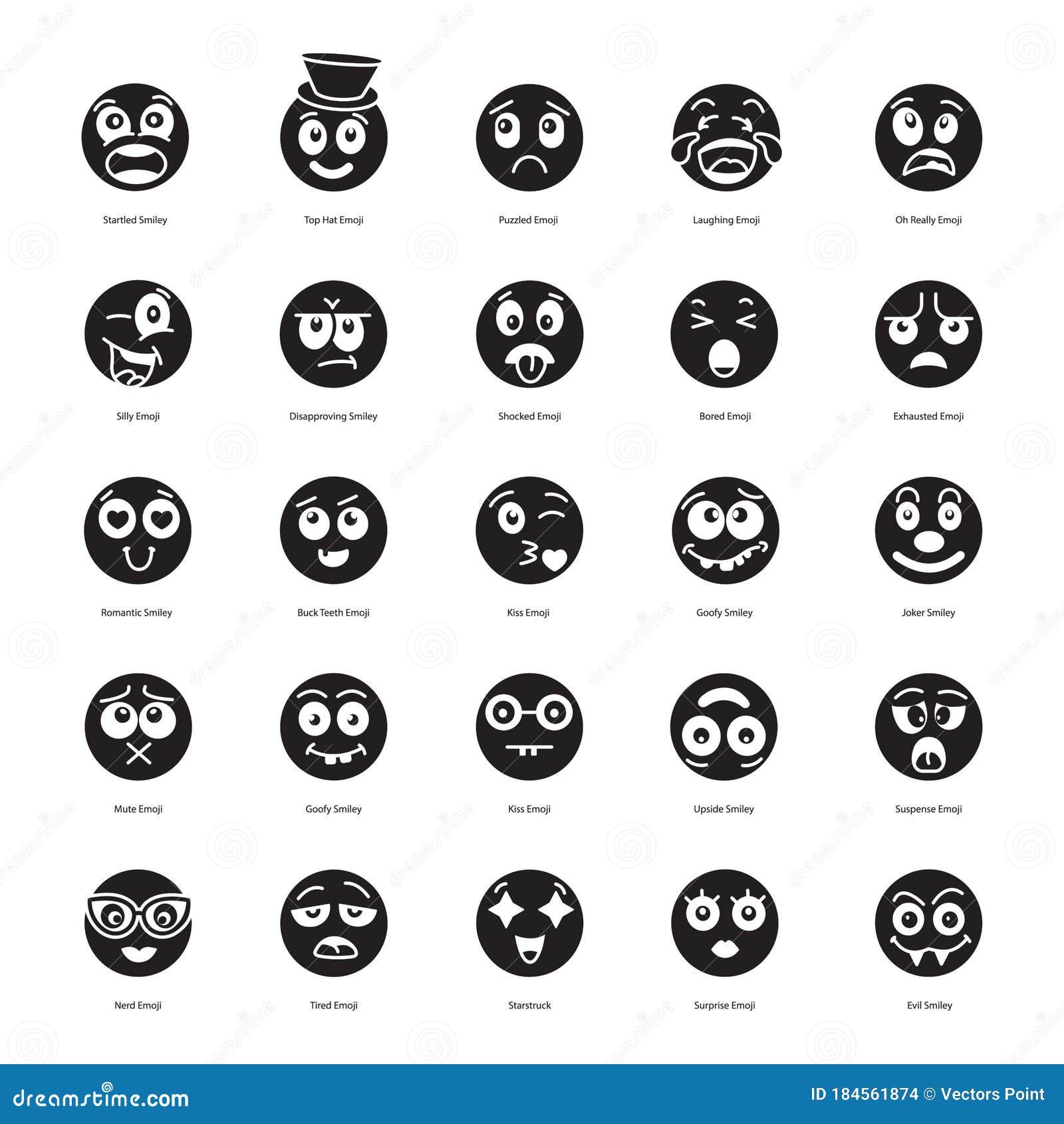 Set of Text Face Emoticons stock vector. Illustration of emojis - 184561874