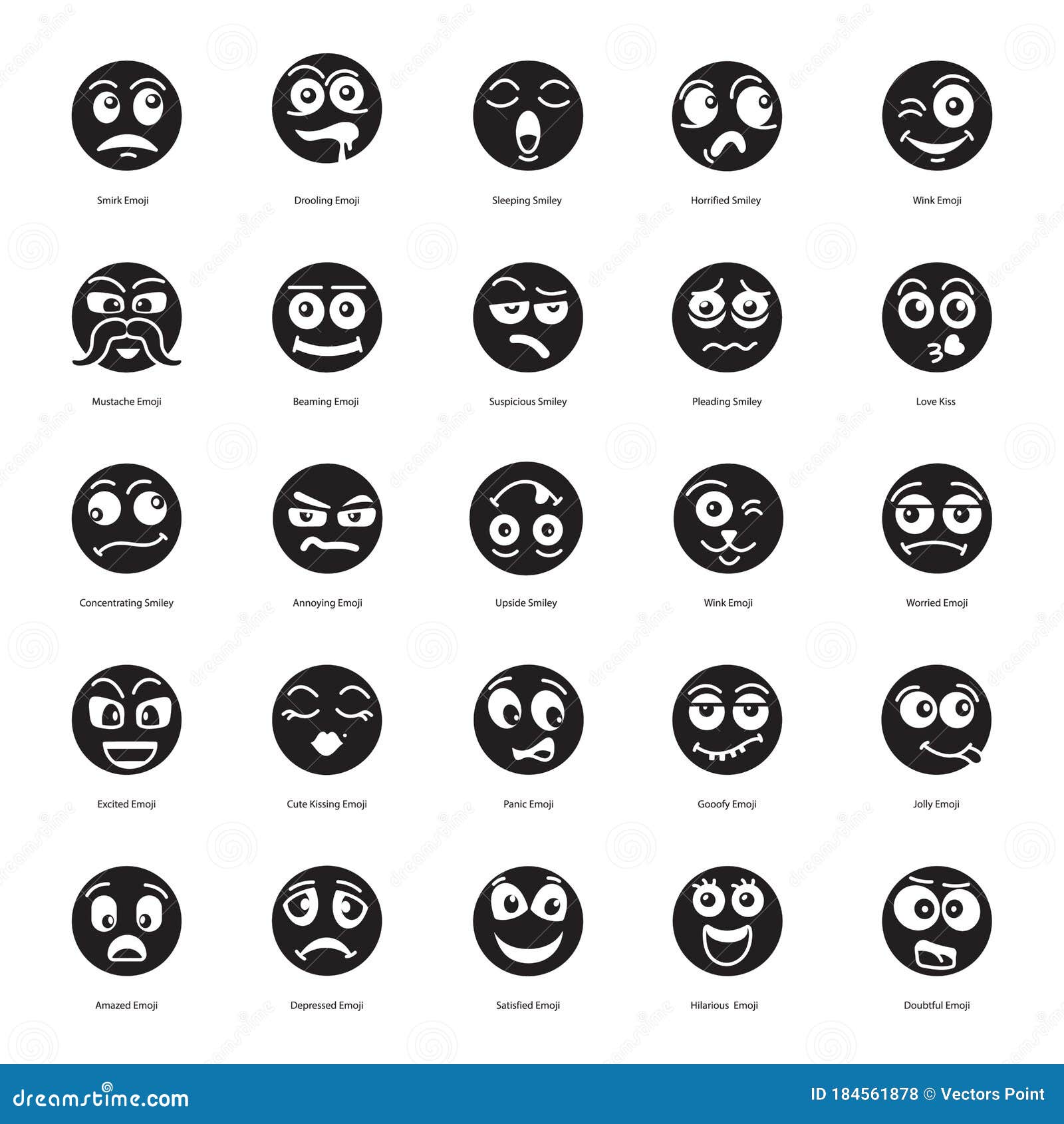 Set of Text Face Emoticons stock vector. Illustration of worried ...