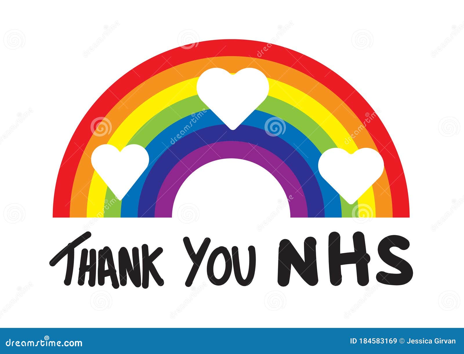 Thank You NHS Rainbow Vector with Lovehearts Stock Vector ...