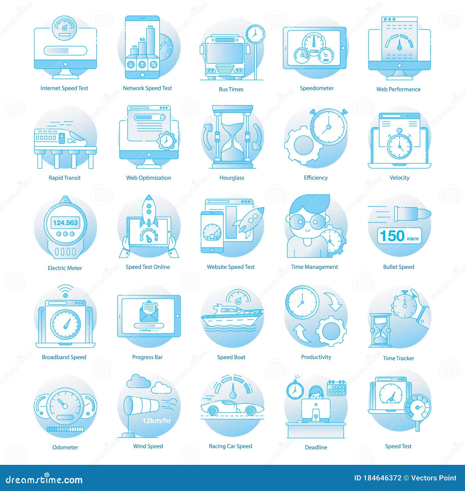 Time Flat Rounded Icons Pack Stock Vector - Illustration of management ...