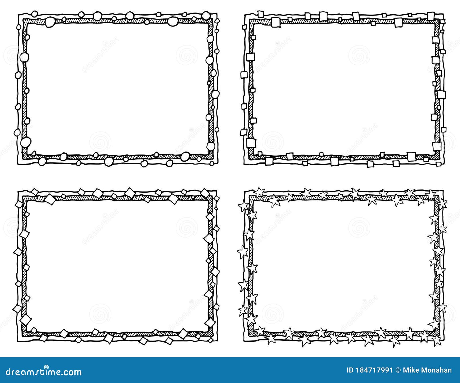Four Grungy Hand Drawn Border Frames. Stock Vector - Illustration of ...