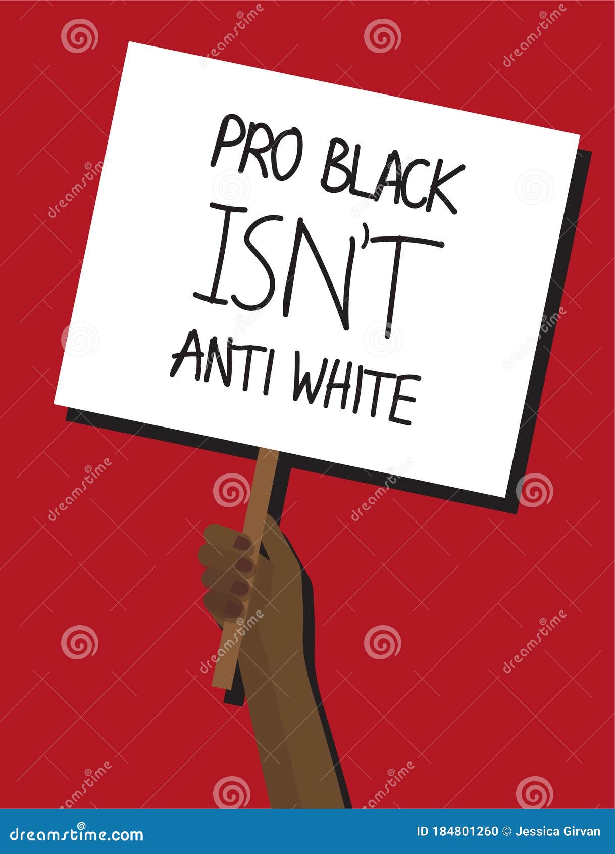 Black Hand Holding a PRO BLACK ISNâ€™T ANTI WHITE Protest Placard Stock ...