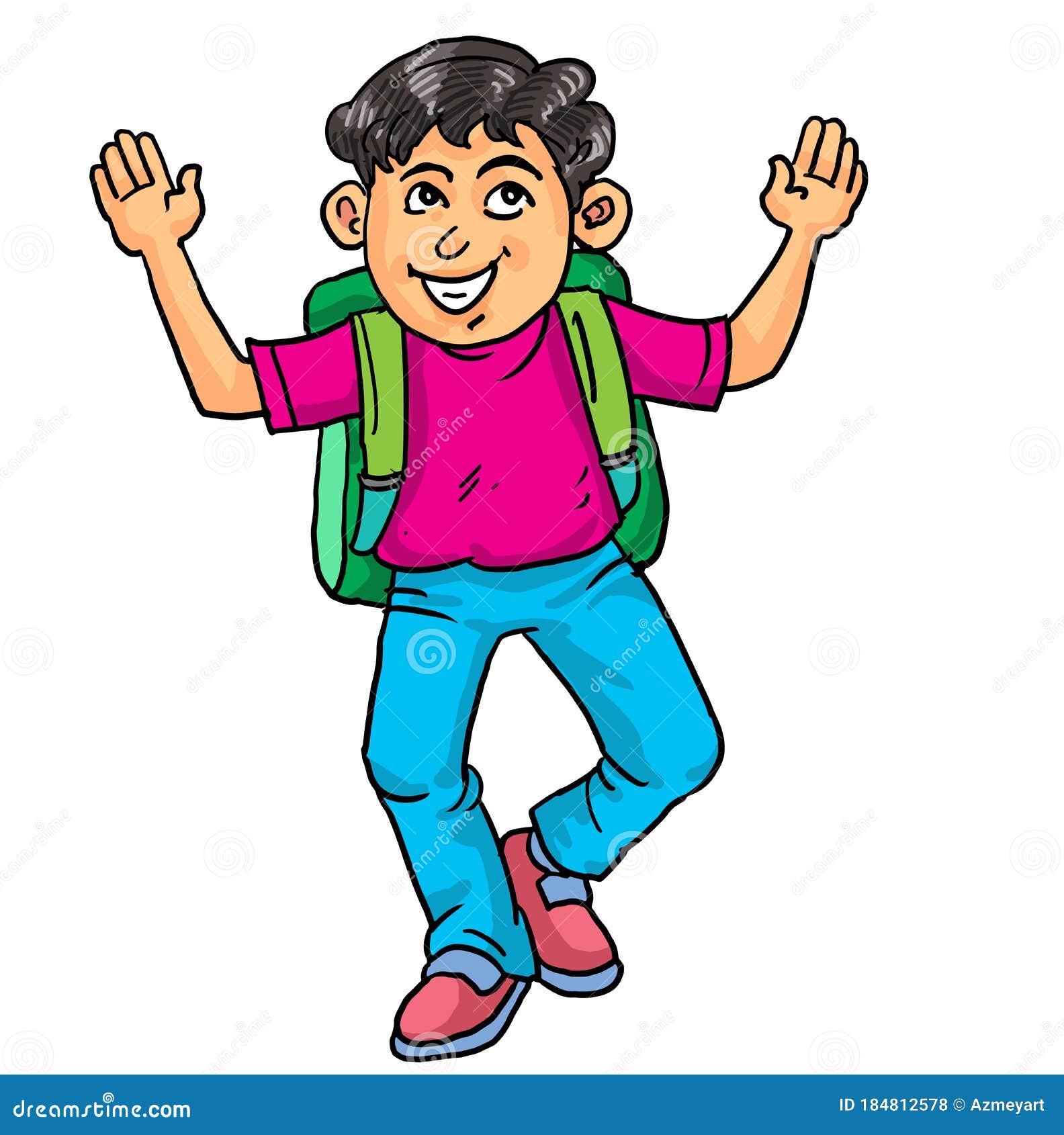 Cartoon Happy Kid With Backpack Vector Illustration | CartoonDealer.com ...