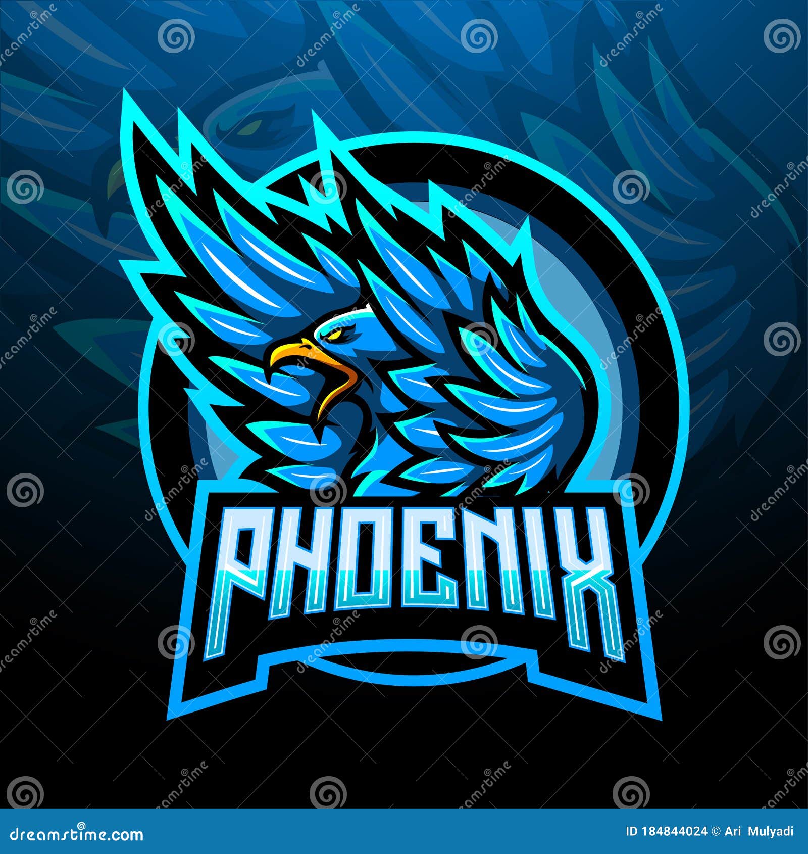 Blue Phoenix Esport Logo Mascot Design Vector Illustration ...