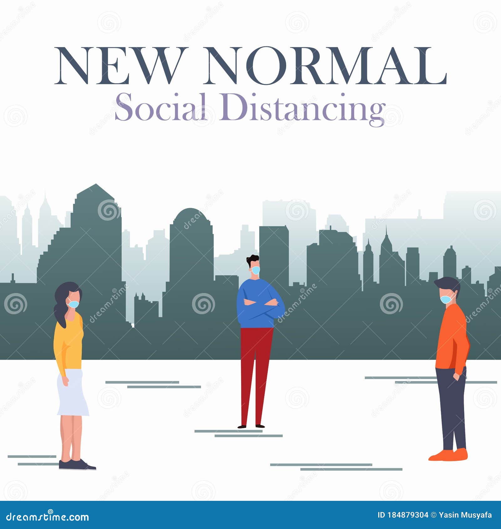 Social Distance in New Normal Concept. New Normal Lifestye Concept ...