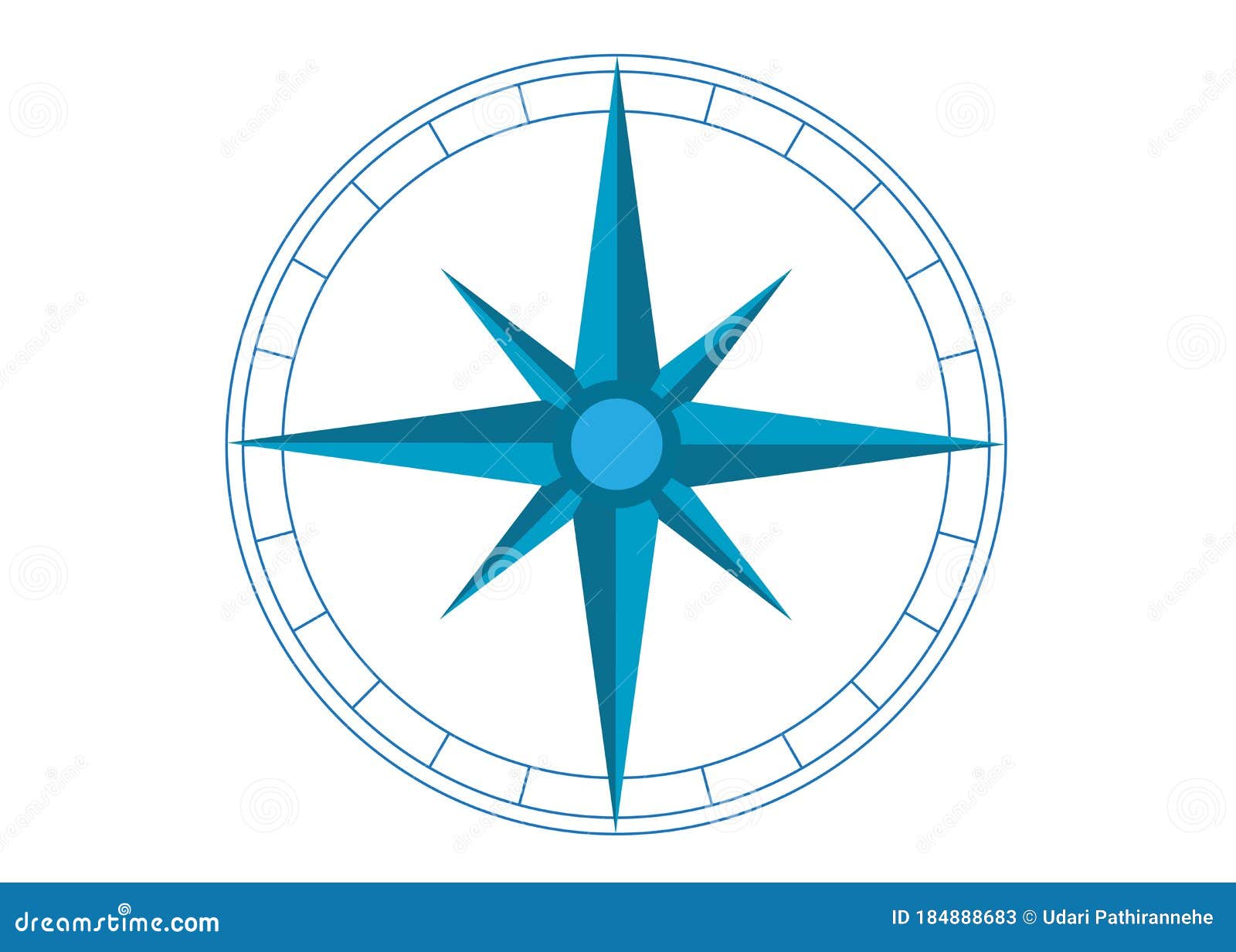 Compass Rose in blue stock illustration. Illustration of clip - 184888683