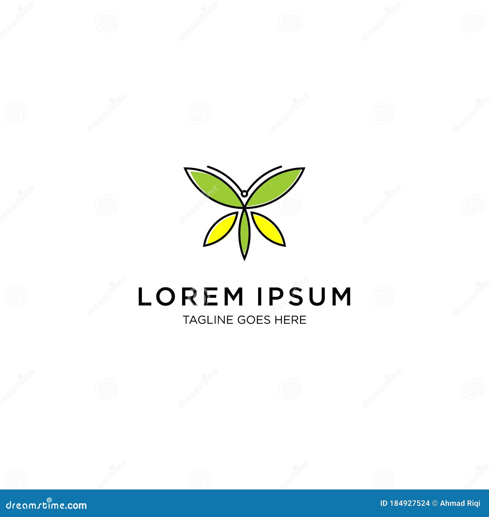 Luxury Butterfly Logo with Yellow and Green Fresh Color Stock Vector ...