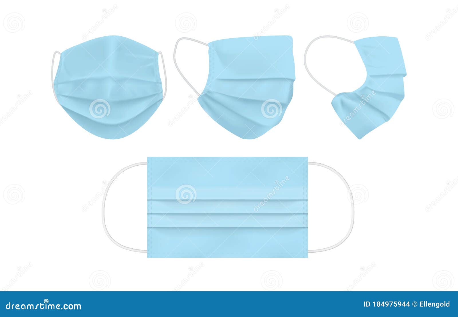 Blue Face Mask Isolated on White Stock Vector - Illustration of mockup ...