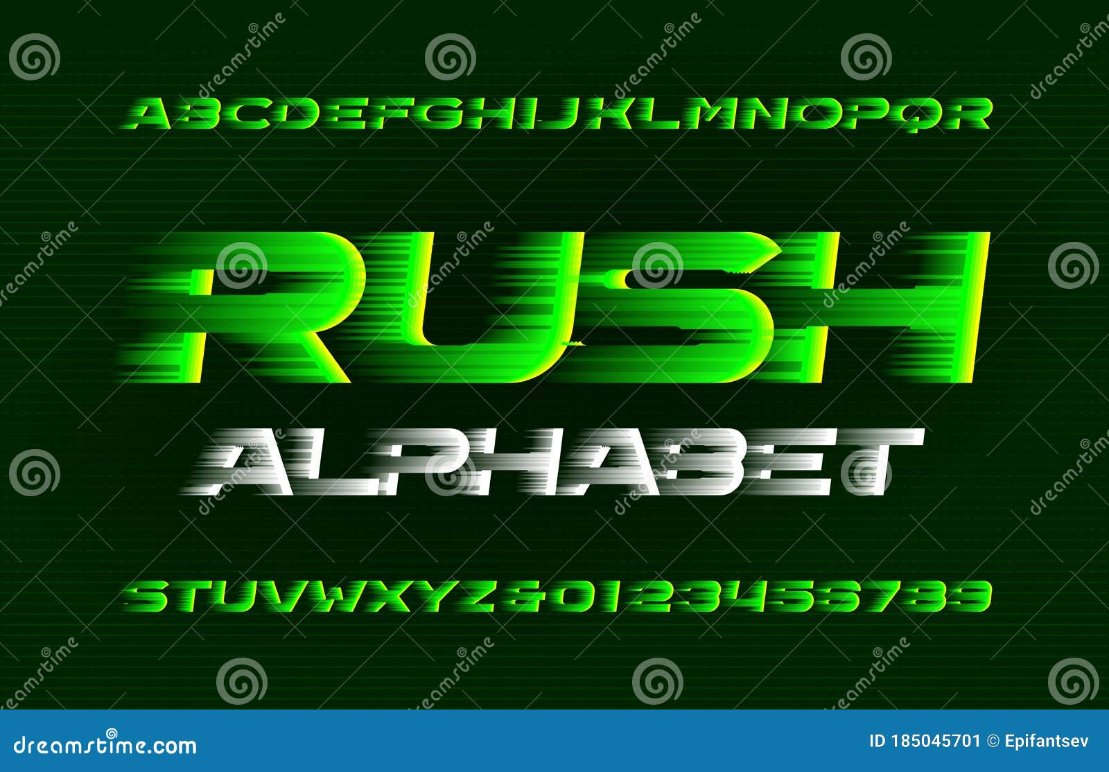 Rush Alphabet Font. High Speed Effect Letters and Numbers Stock Vector ...