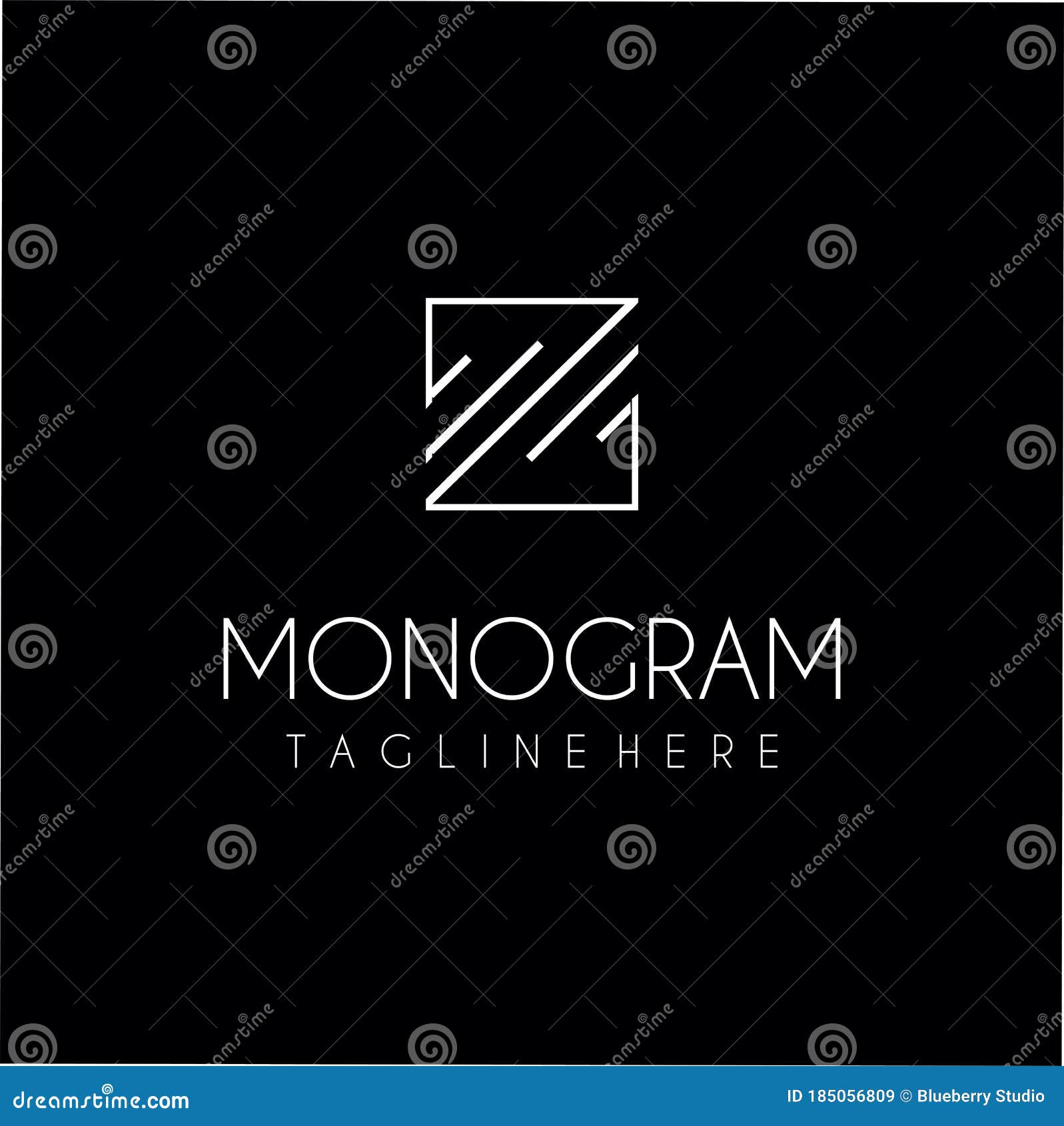 Square Monogram Letter M Logo with Thin Black Monogram Outline Contour ...