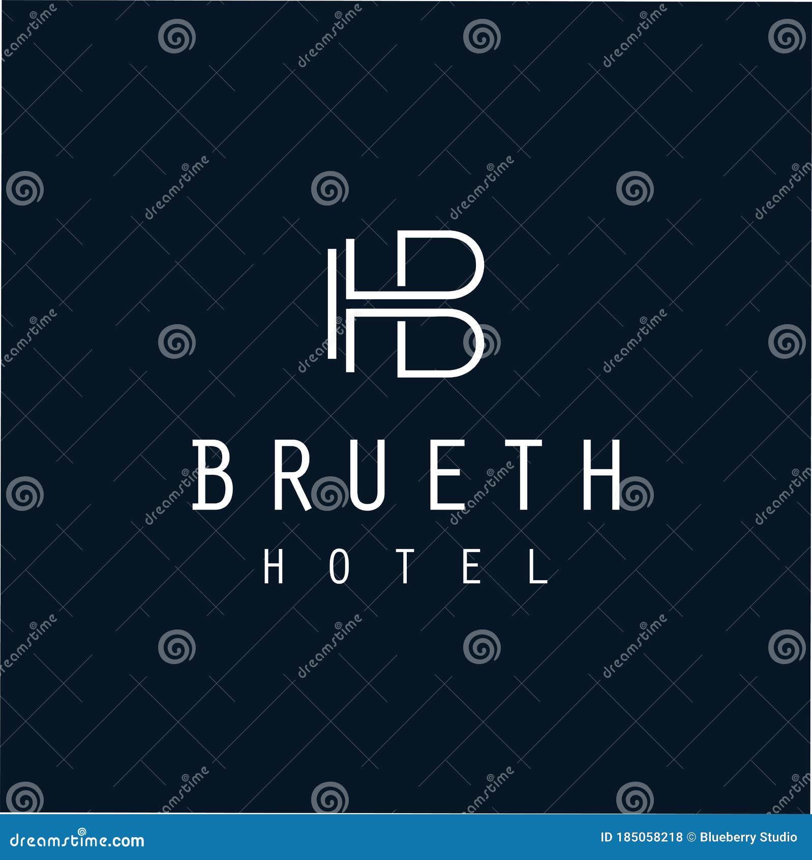 Monogram Letter B H Logo with Thin Black Outline Contour. Modern Trendy ...