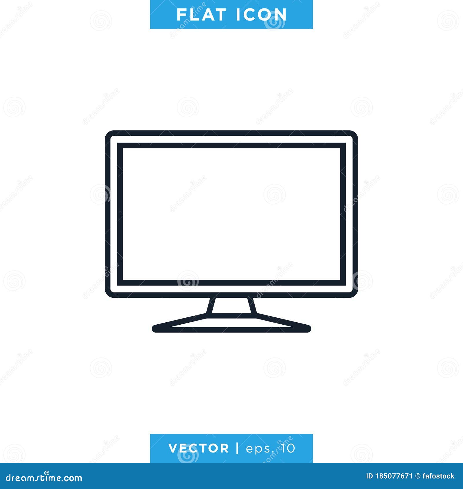 Desktop Monitor Icon Vector Design Template. Editable Stroke Stock ...