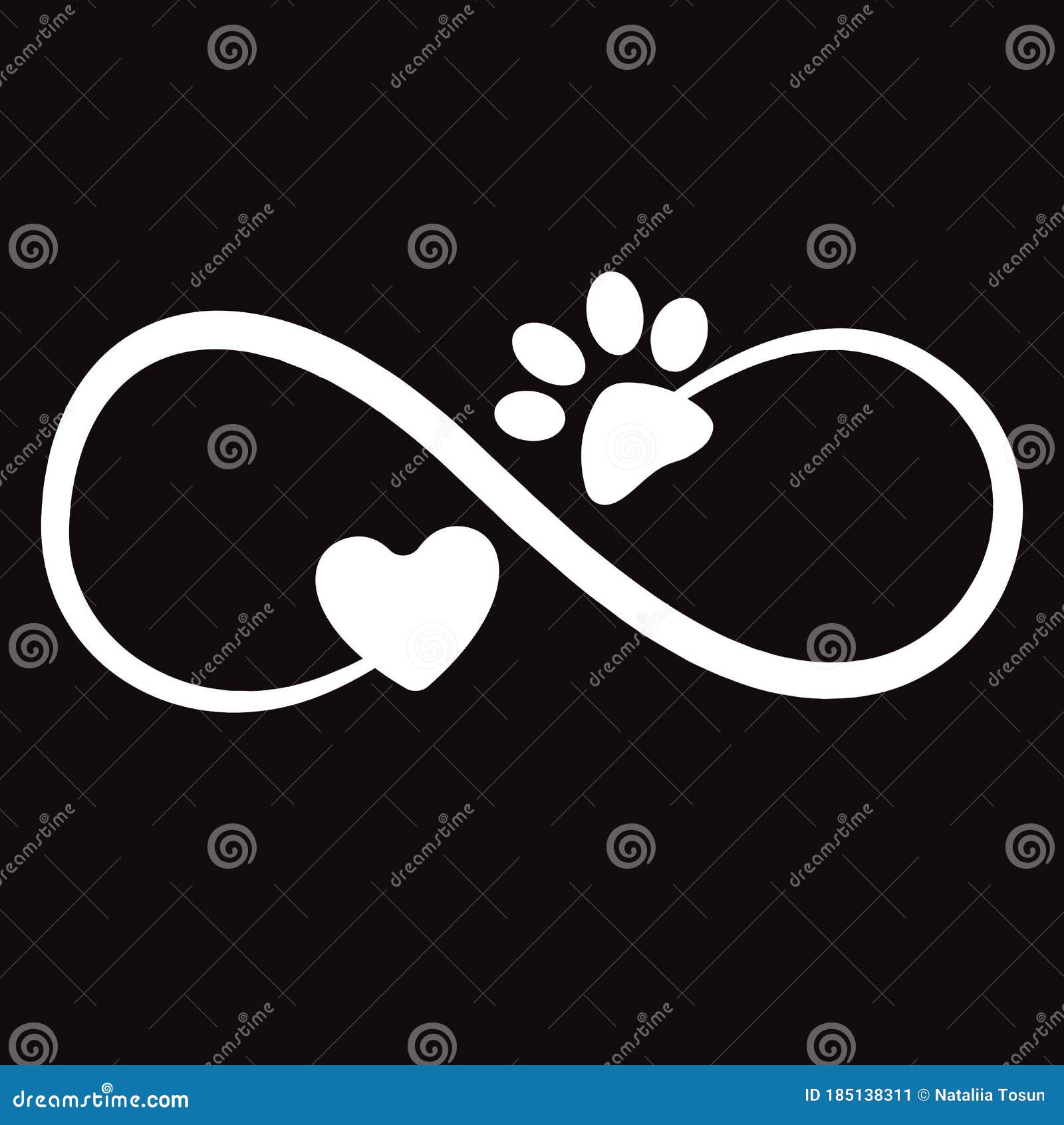 Print Infinity Love and Paw Tattoo Logo. Stock Vector - Illustration of ...