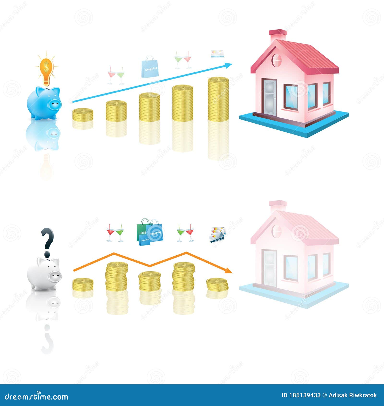 Money Saving Monthly Report Infographics Template. Stock Vector ...