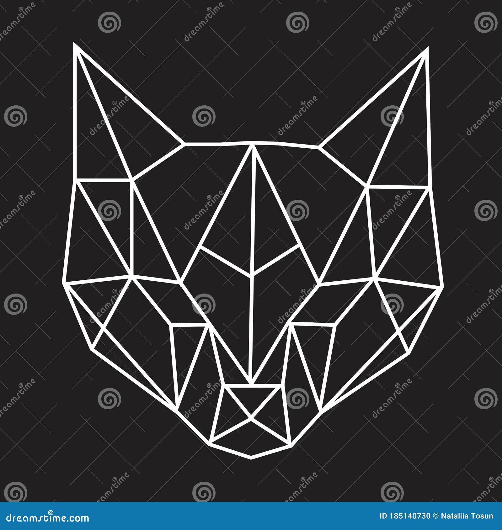 Print Vector Abstract Polygonal Geometric Cat Head Stock Vector ...