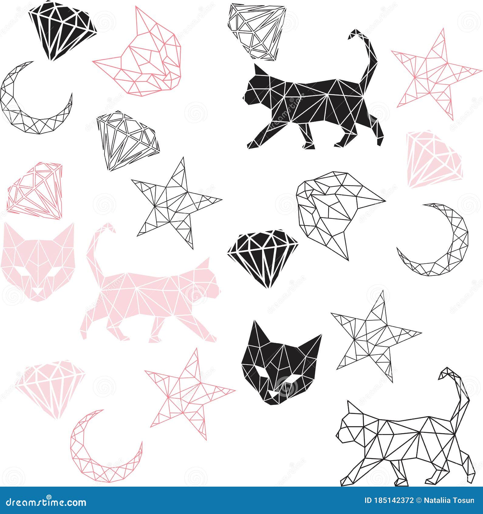 Print Vector Abstract Polygonal Geometric Cat Stock Vector ...
