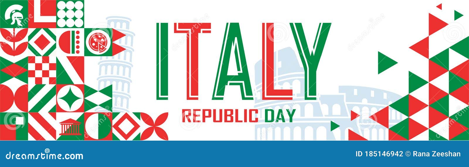 Republic Day of Italy or Italia Banner with Geometric Cultural Icons ...