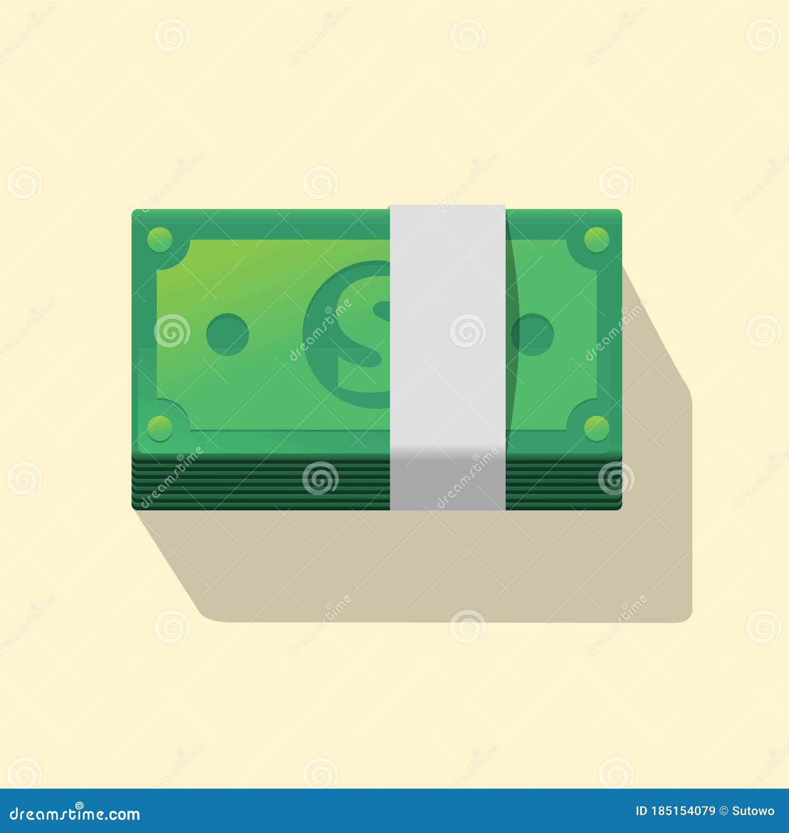 Isolated Stack Money Banknotes Flat Style Vector Illustration Stock ...
