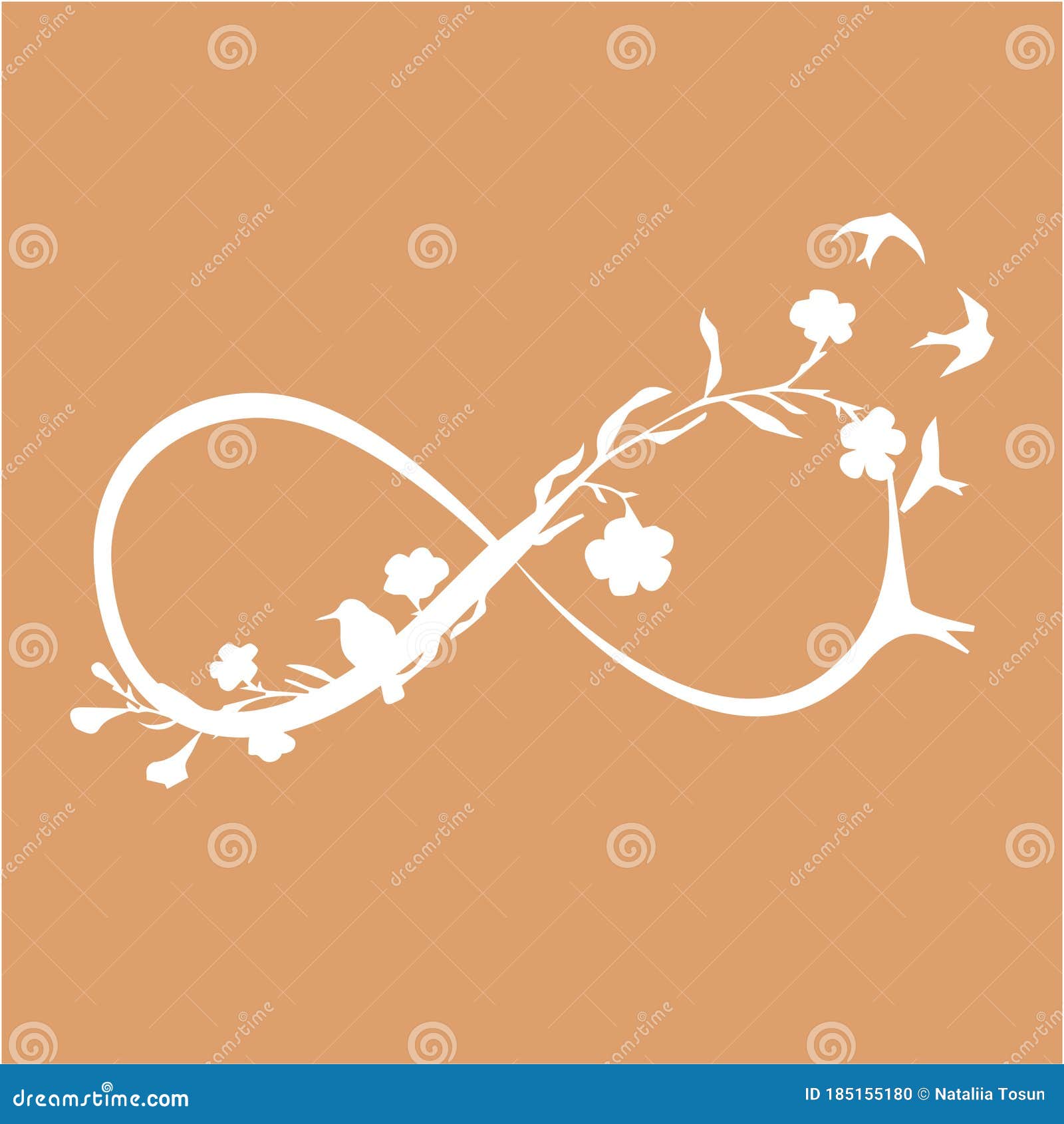 Print Elegant Nature Infinity Sign Vector Illustration Fly Bird Stock ...