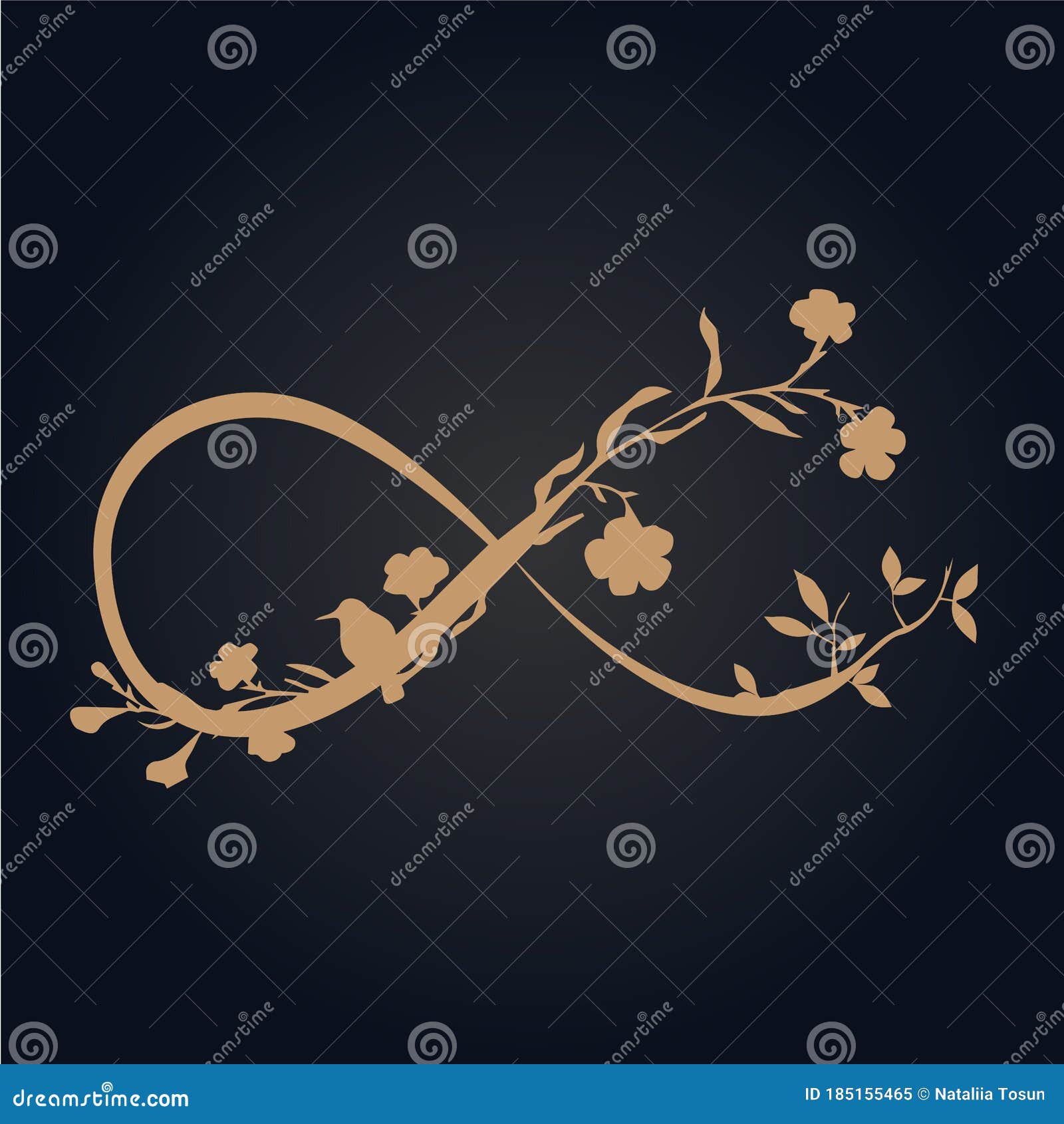 Print Elegant Nature Infinity Sign Vector Illustration Fly Bird Stock ...