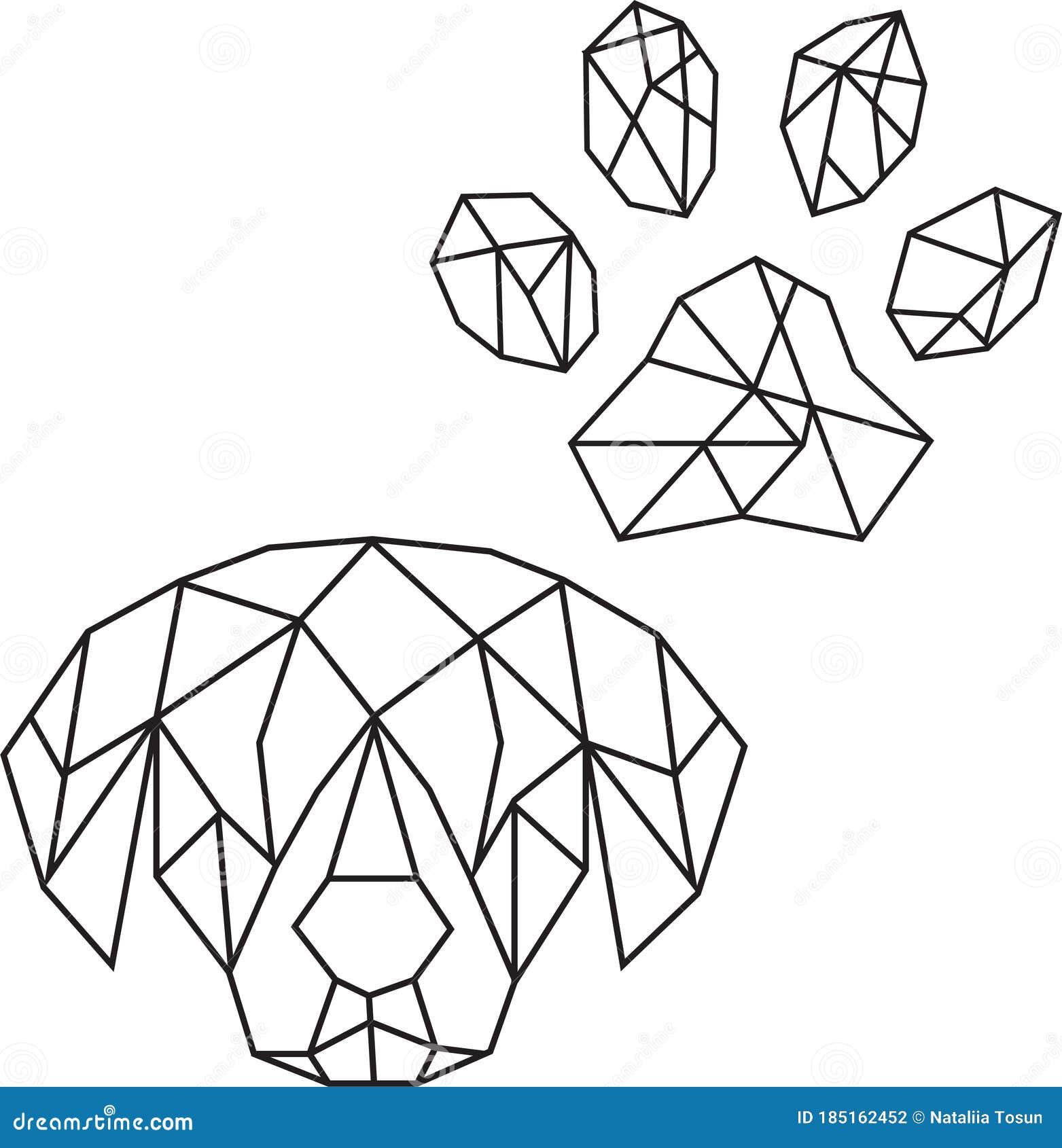 Print Vector Abstract Polygonal Geometric Paw Print, Dog Head Stock ...