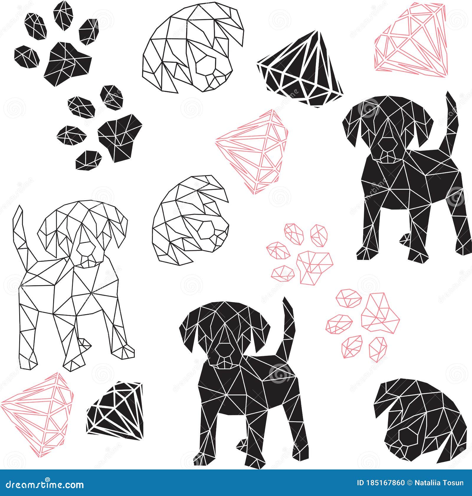 Print Vector Abstract Polygonal Geometric Dog Stock Vector ...