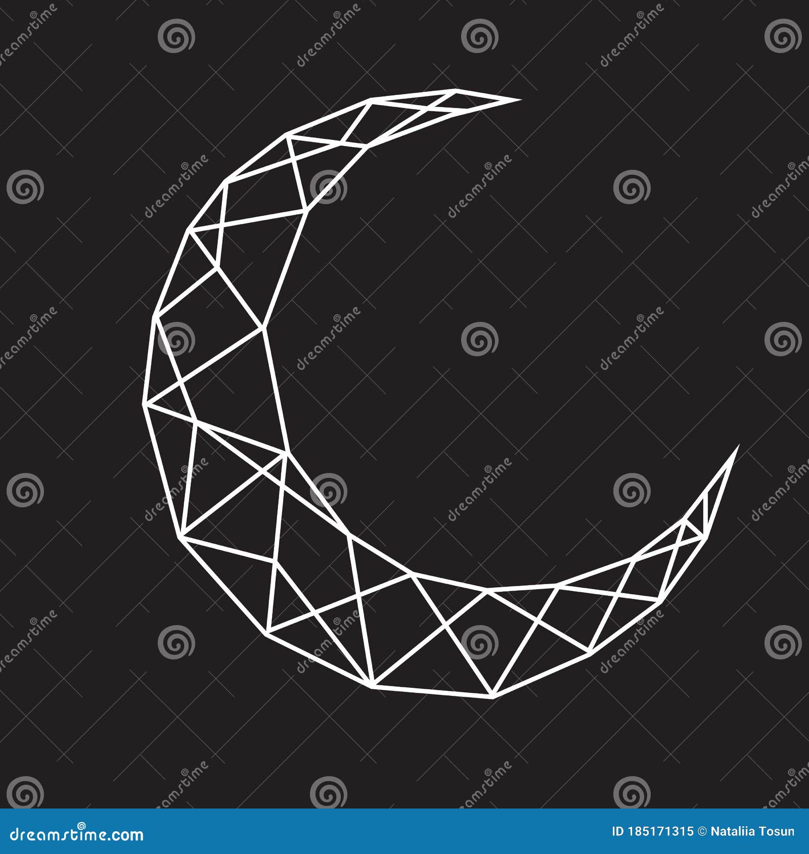 Print Vector Abstract Polygonal Geometric Moon Stock Vector ...