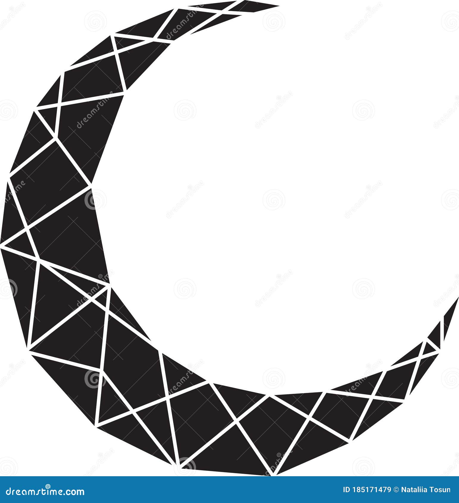 Print Vector Abstract Polygonal Geometric Moon Stock Vector ...