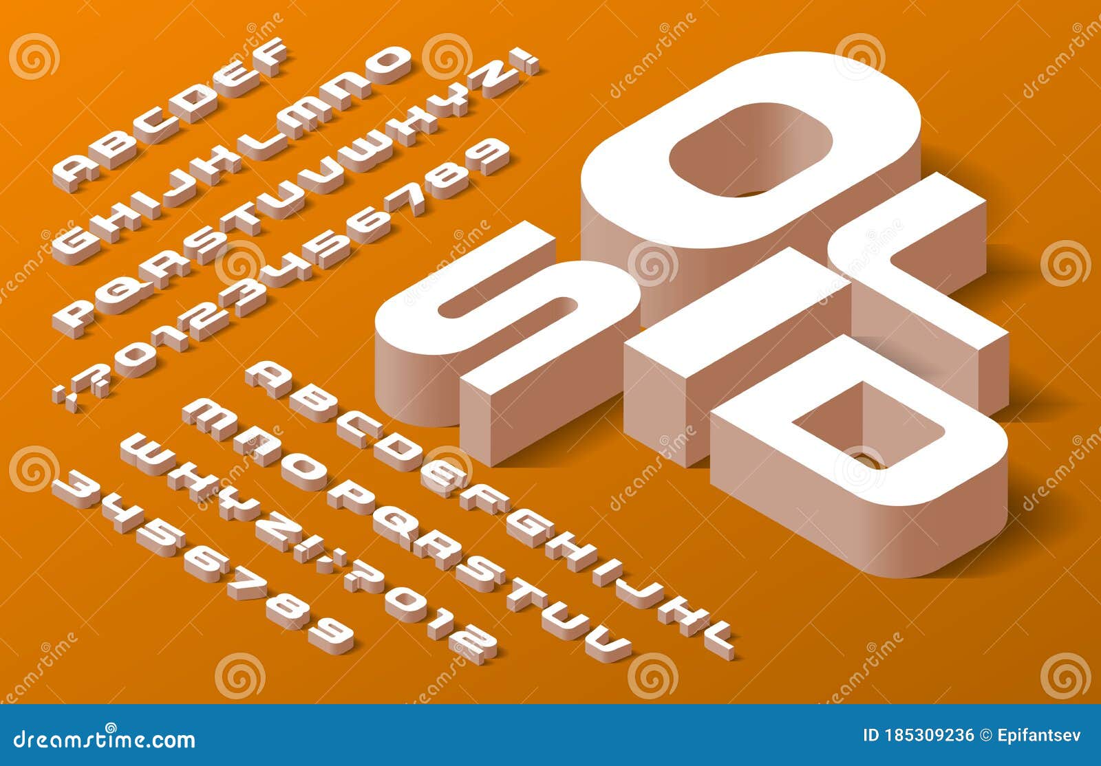 Solid Alphabet Font. 3d Isometric Letters, Numbers and Symbols with ...