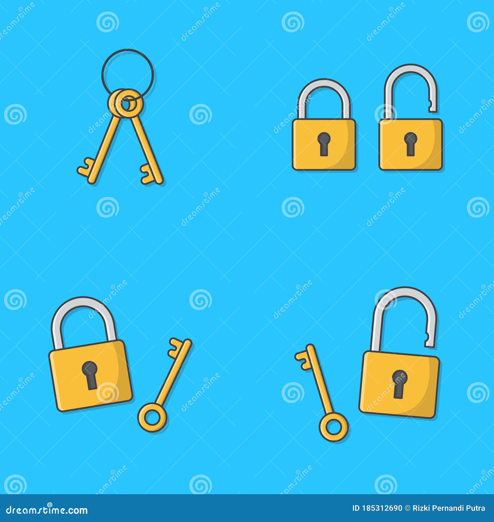 Padlock with Key Vector Icon Illustration Stock Vector - Illustration ...