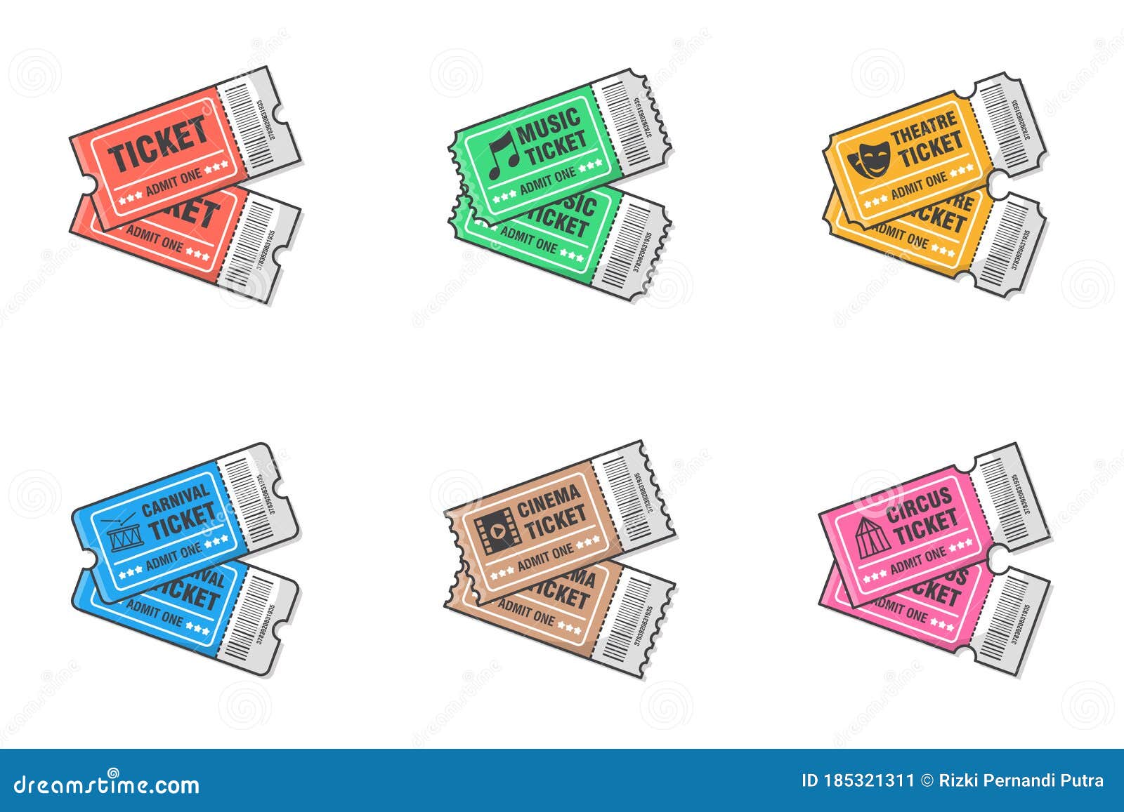 Two Tickets Illustration. Ticket for Entrance To the Event Stock Vector ...