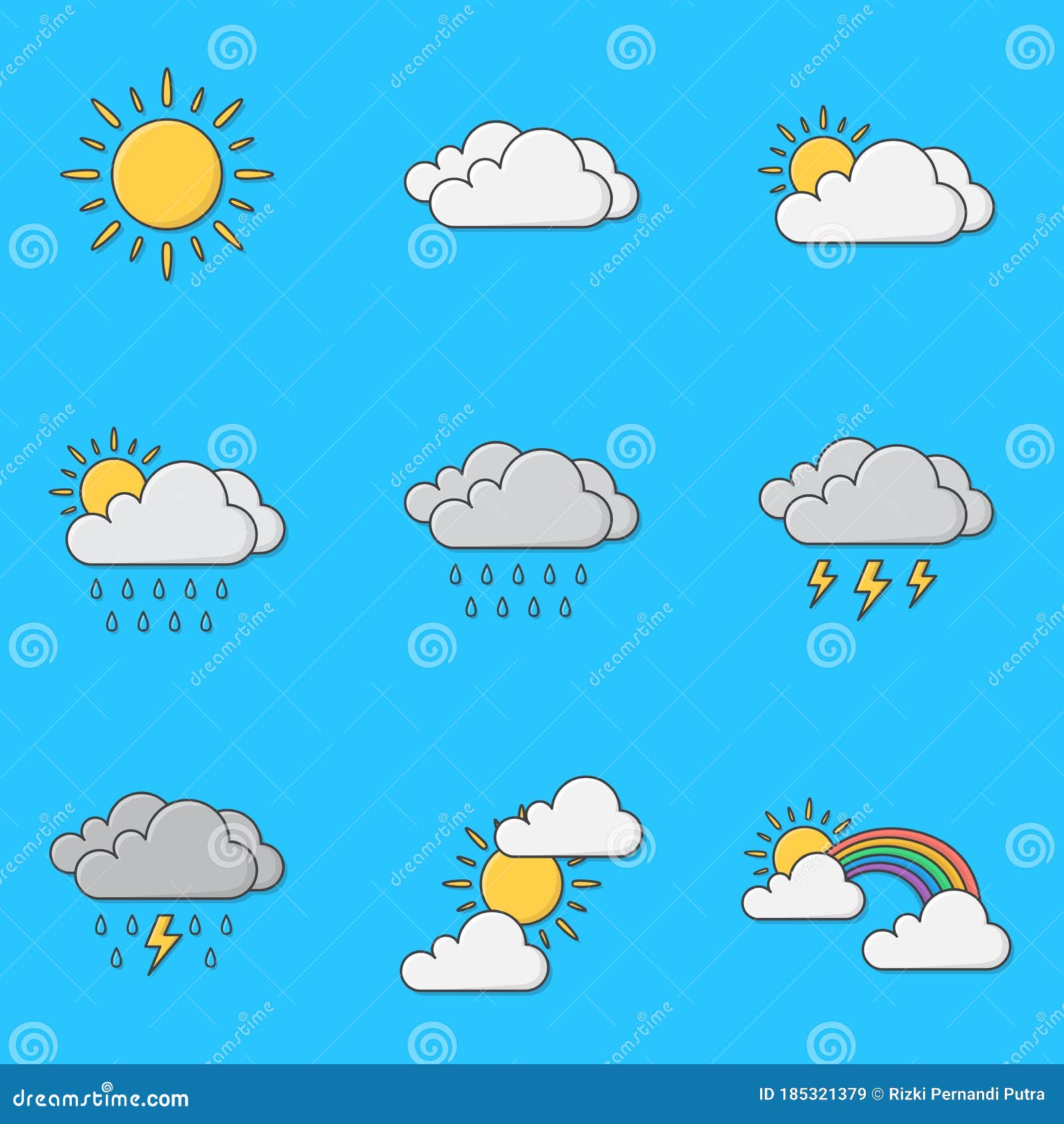 Set of Weather Illustration. Weather Phenomena Symbol Stock Vector ...