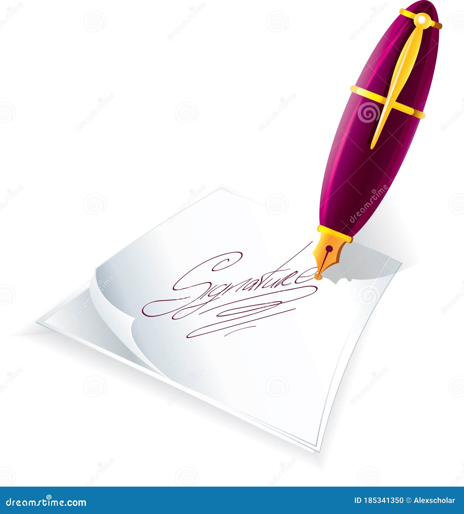 Pen and Signature Glossy Icon Stock Vector - Illustration of ...